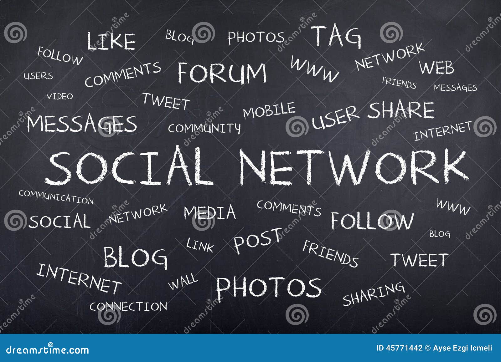 Social Network Word Cloud stock photo. Image of page - 45771442