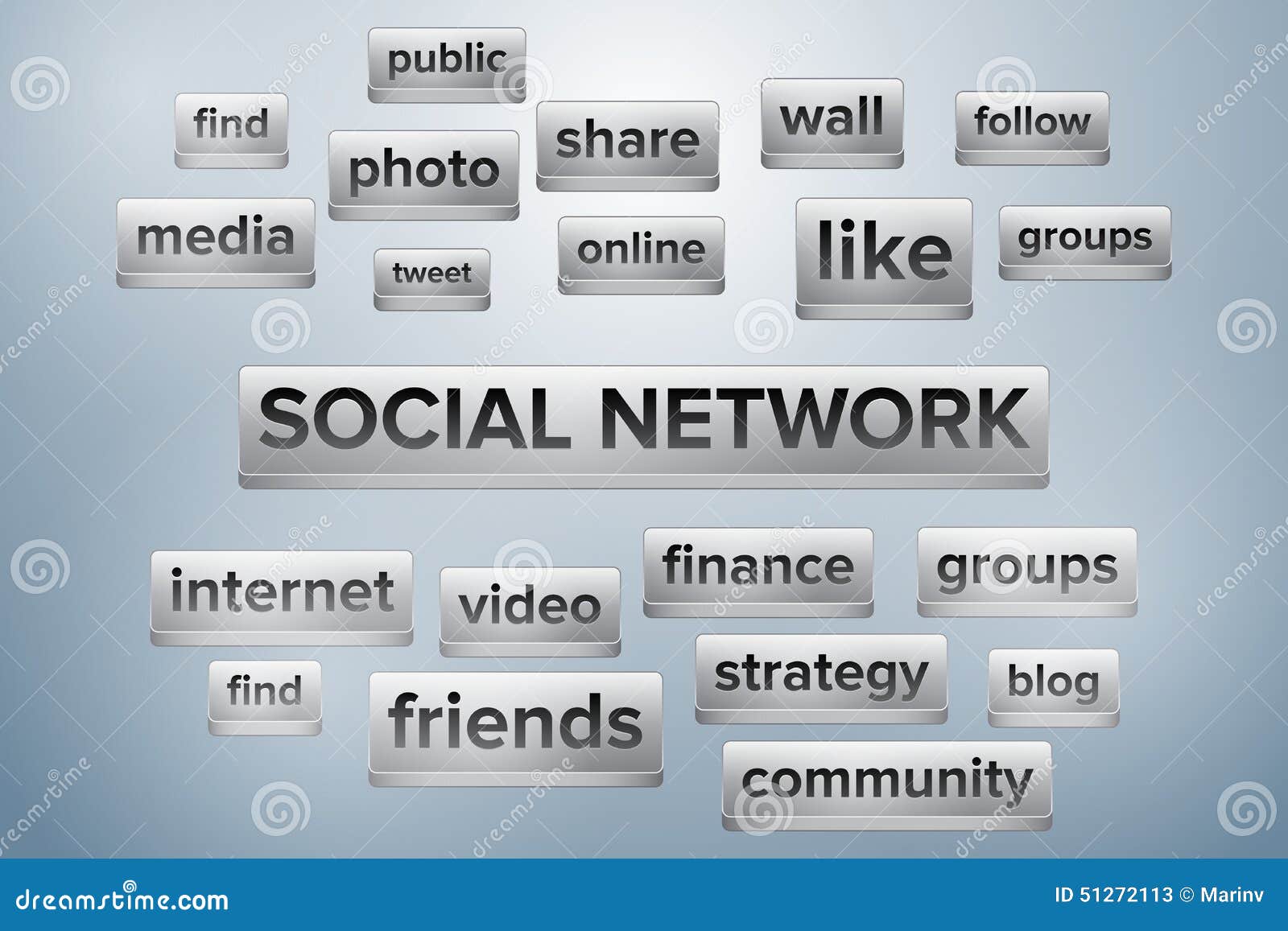 Social Network Word Cloud Shaped Like Keyboard Buttons Stock Vector ...