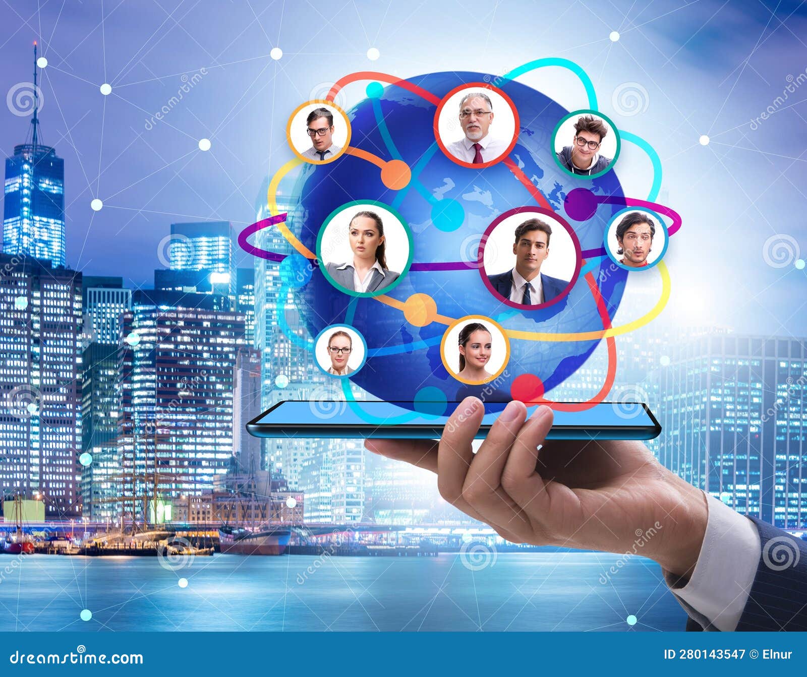 Social Networking Concept with People Stock Illustration - Illustration ...