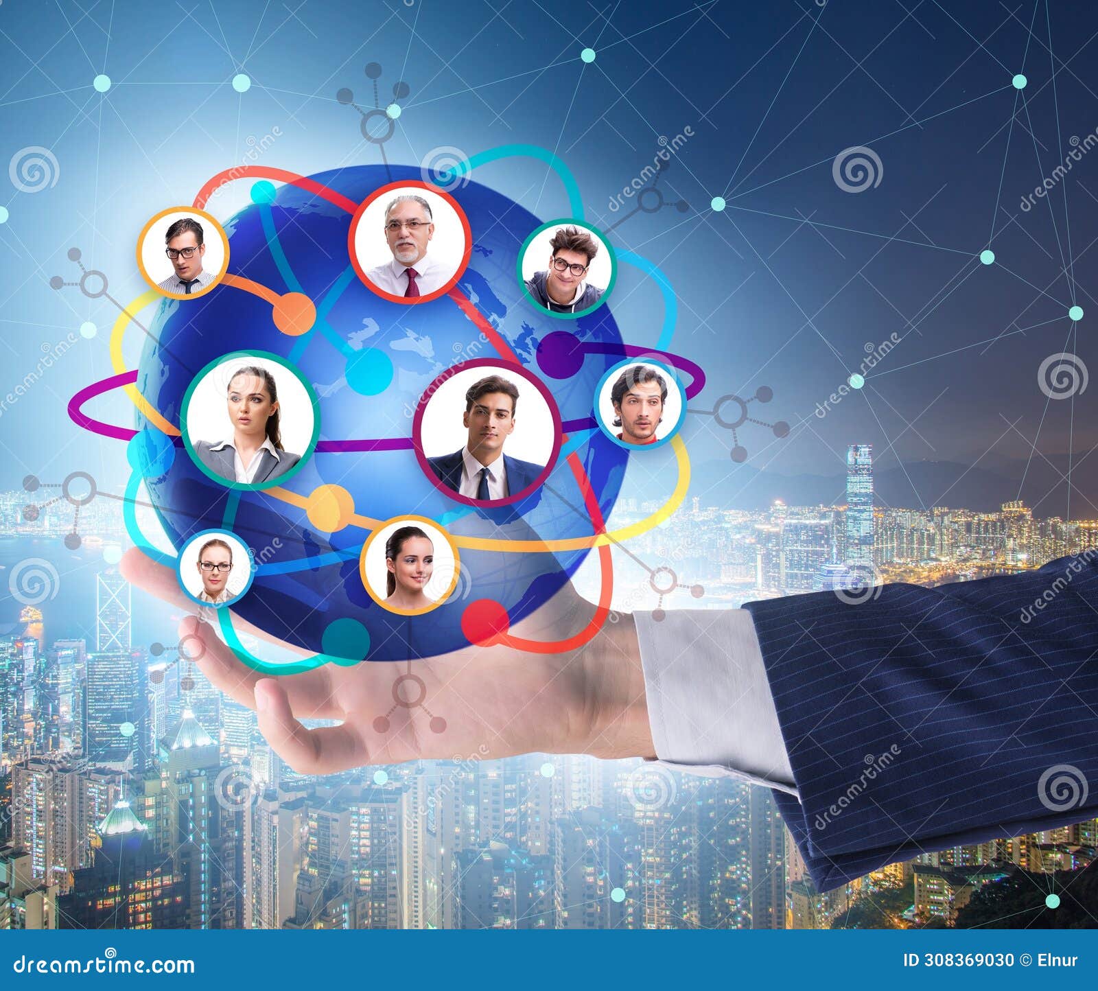 Social Networking Concept with People Stock Illustration - Illustration ...