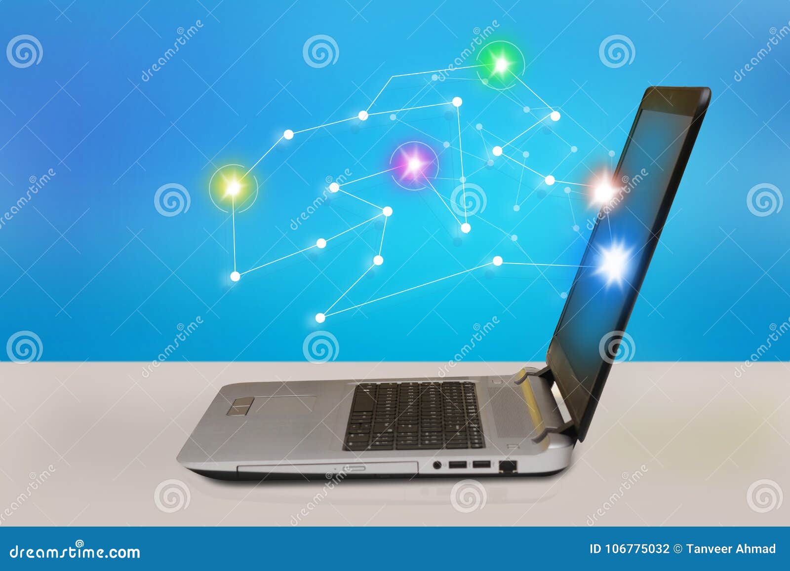 Social Networking Connecting the World Together Concept on Laptop ...