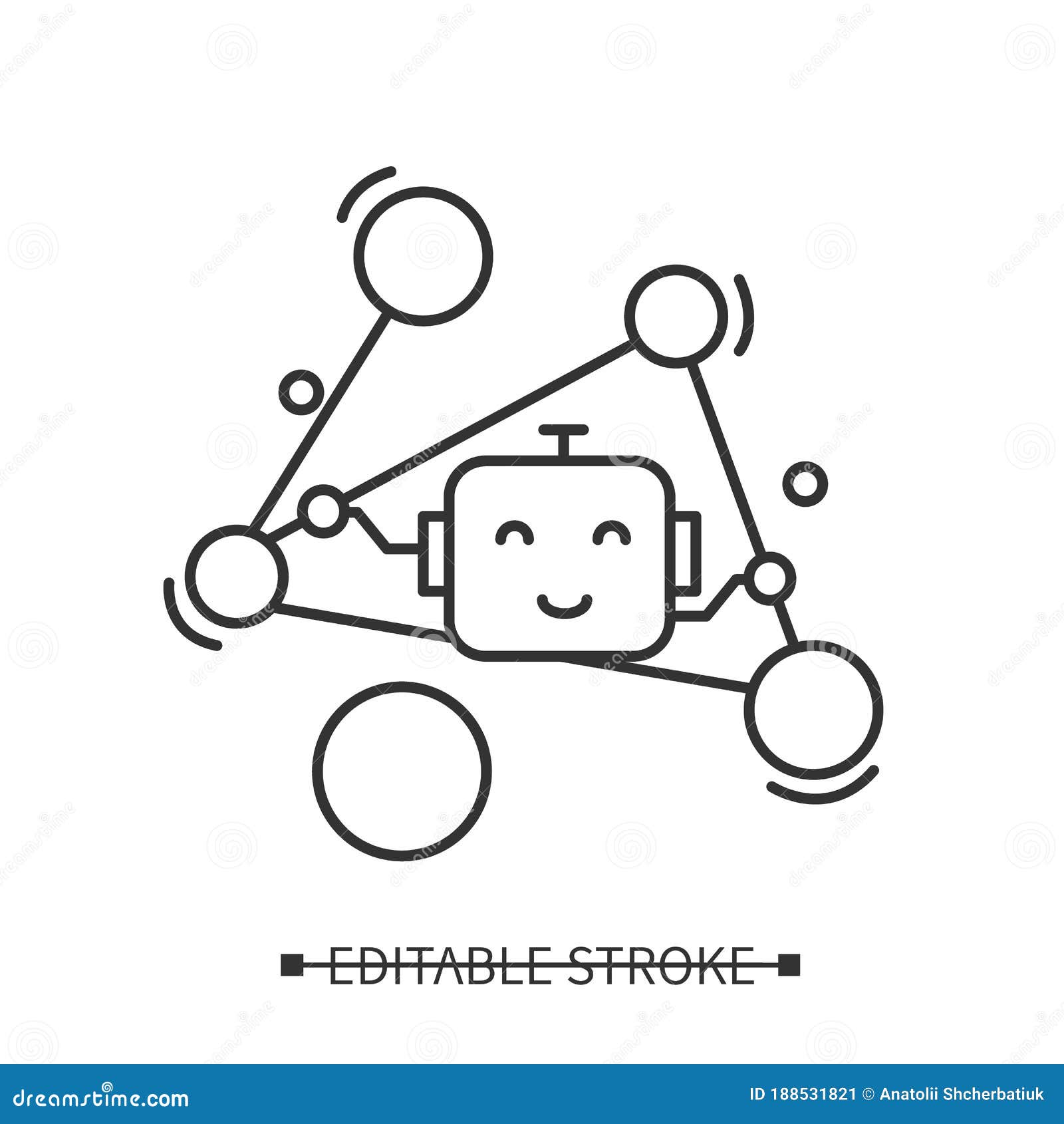 Social Networking Icon. Friendly Robot Line Pictogram in Linked Data ...