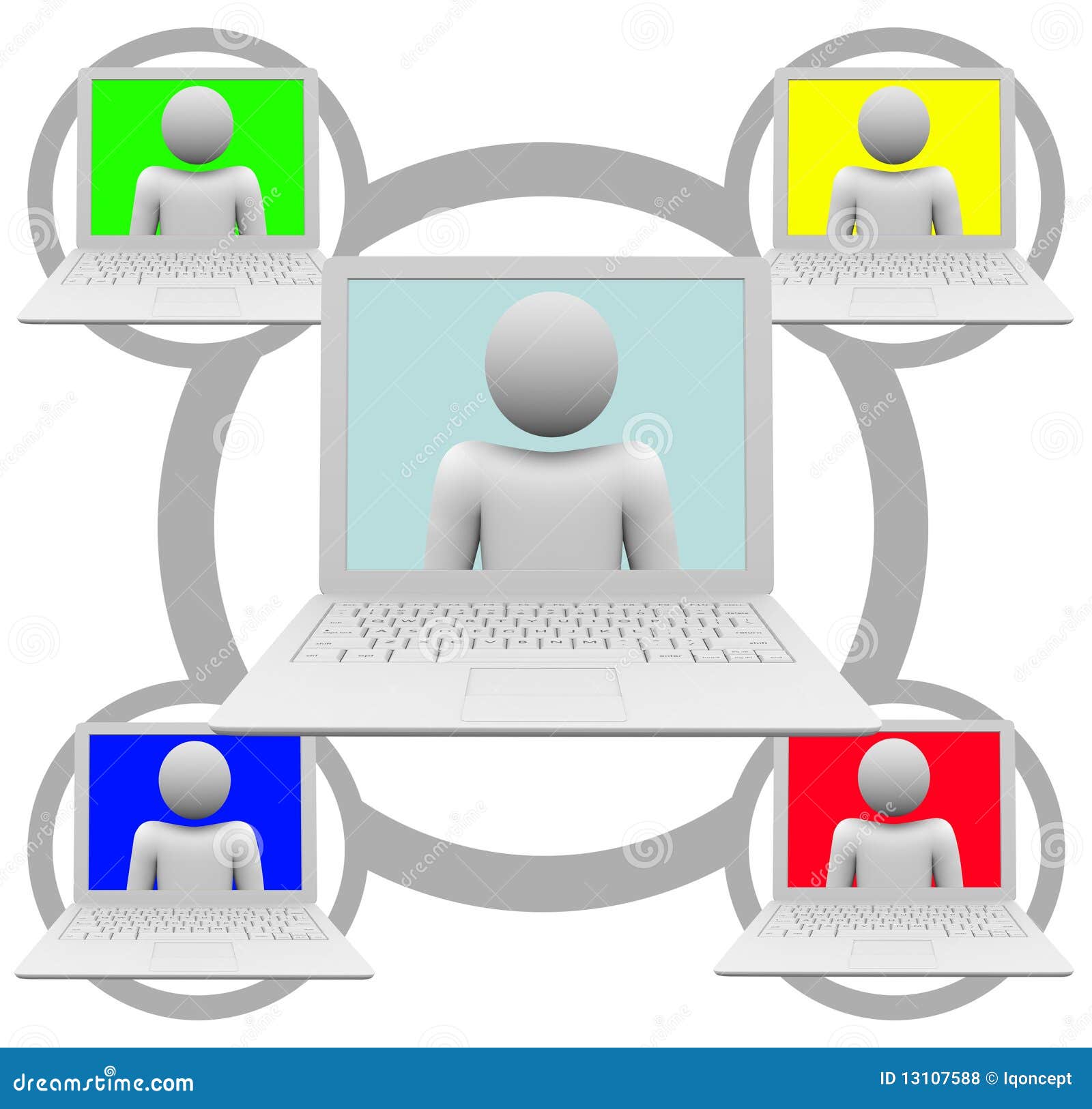 Social Networking on Laptop Computers Stock Illustration - Illustration ...