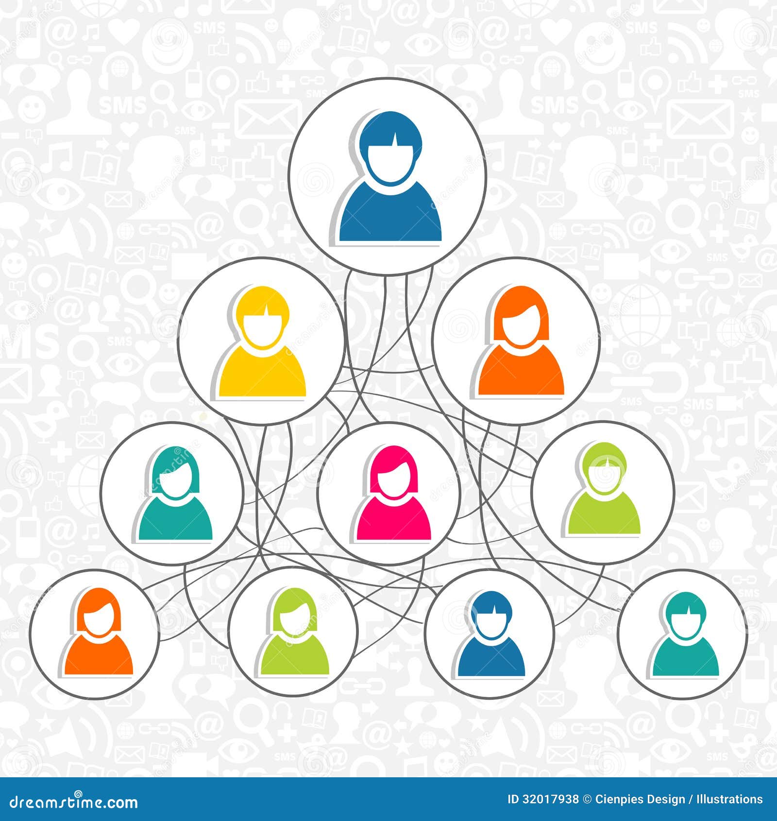 Global Social Network Or People Management Connection Diagram Royalty ...