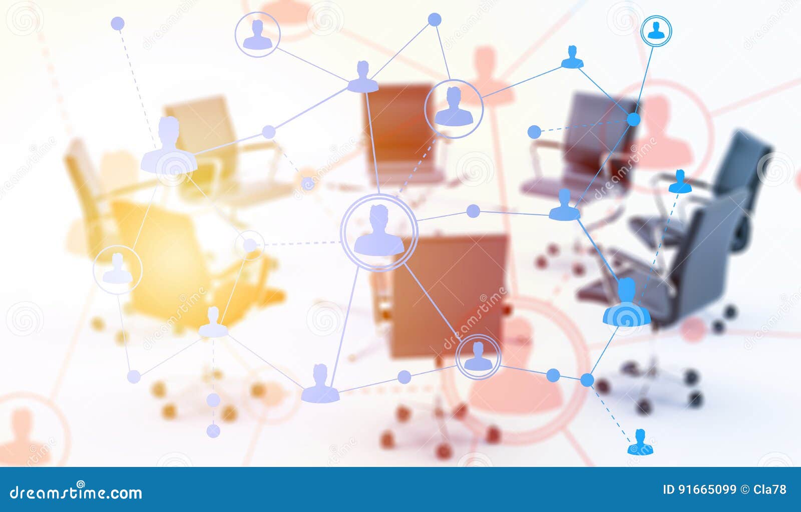 Social Networking Technologies in a Modern Office Stock Illustration ...