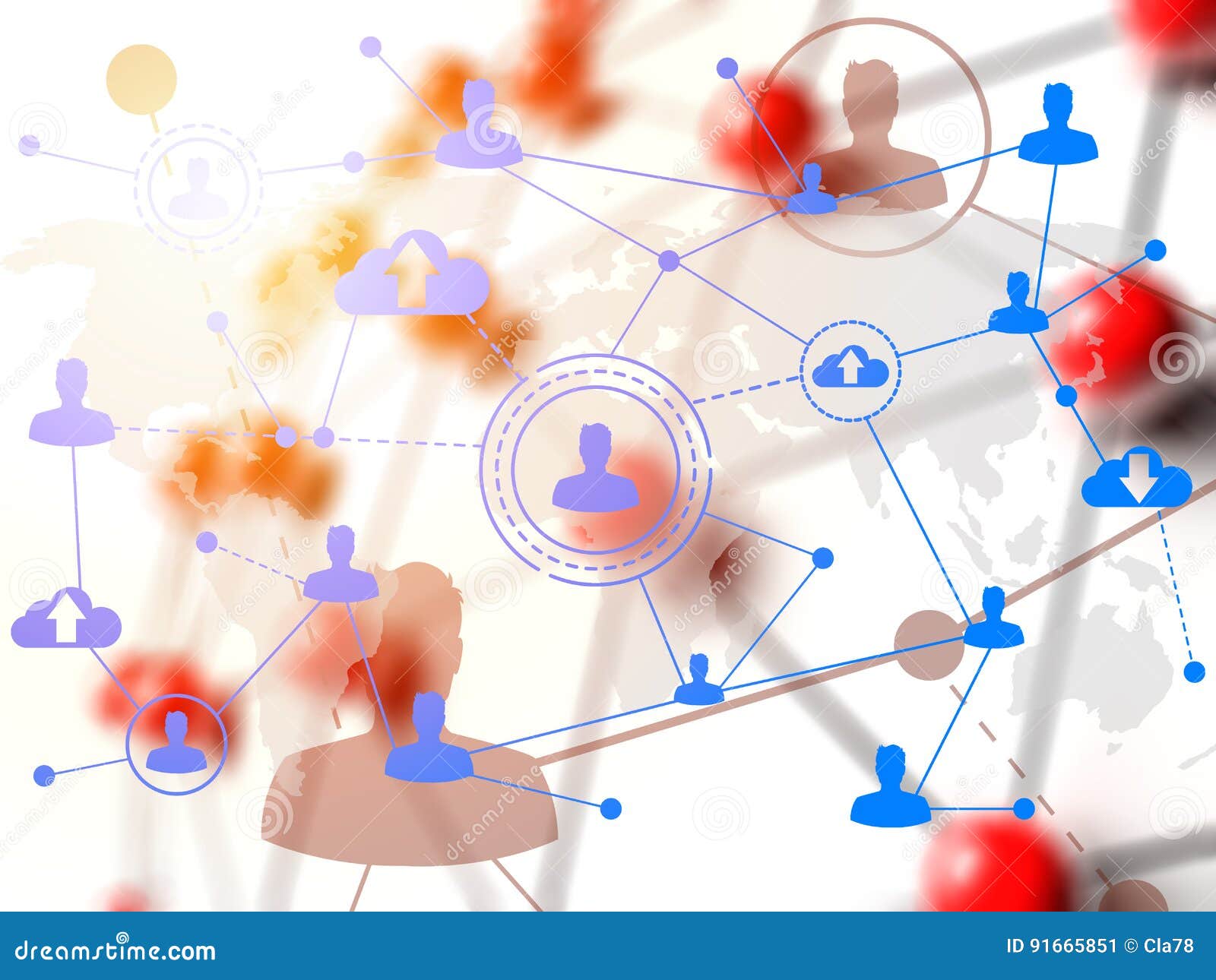 Social Networking Technologies Over Red Linked Sphere Stock Image ...