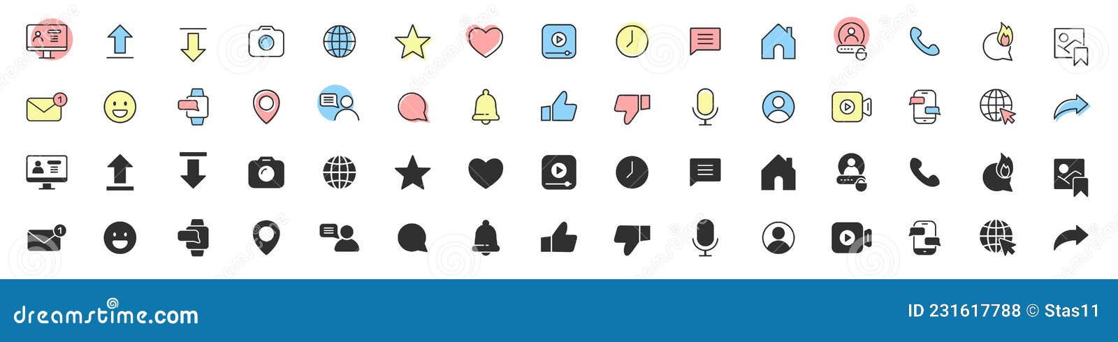 Social Networks Excellent Icons Collection in Two Different Styles ...