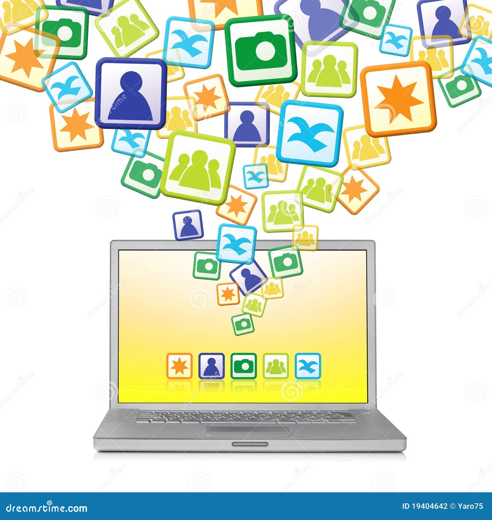 Social Networks explosion stock illustration. Illustration of computer ...