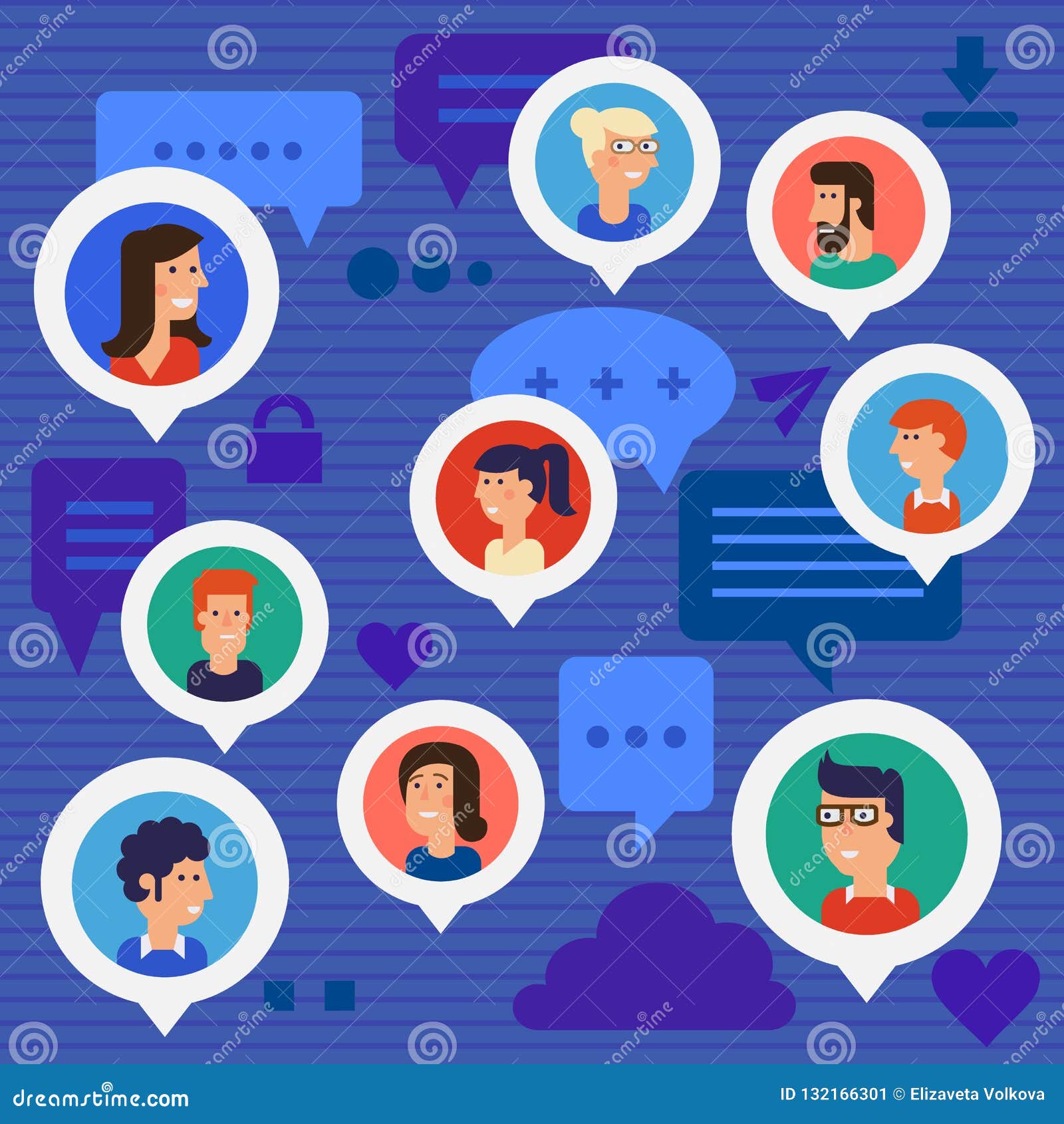 Social Networks Users Global Chatting Concept Illustration Stock Vector ...