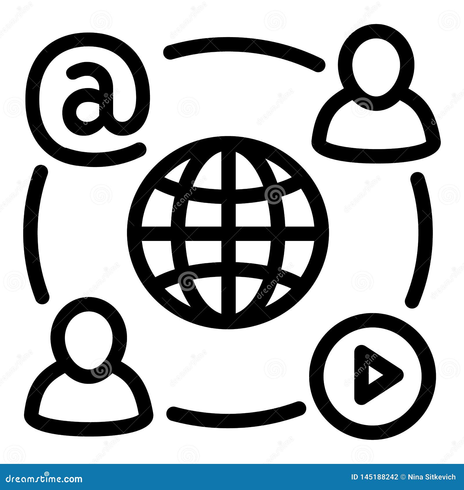 Social Networks Icon, Outline Style Stock Vector - Illustration of ...