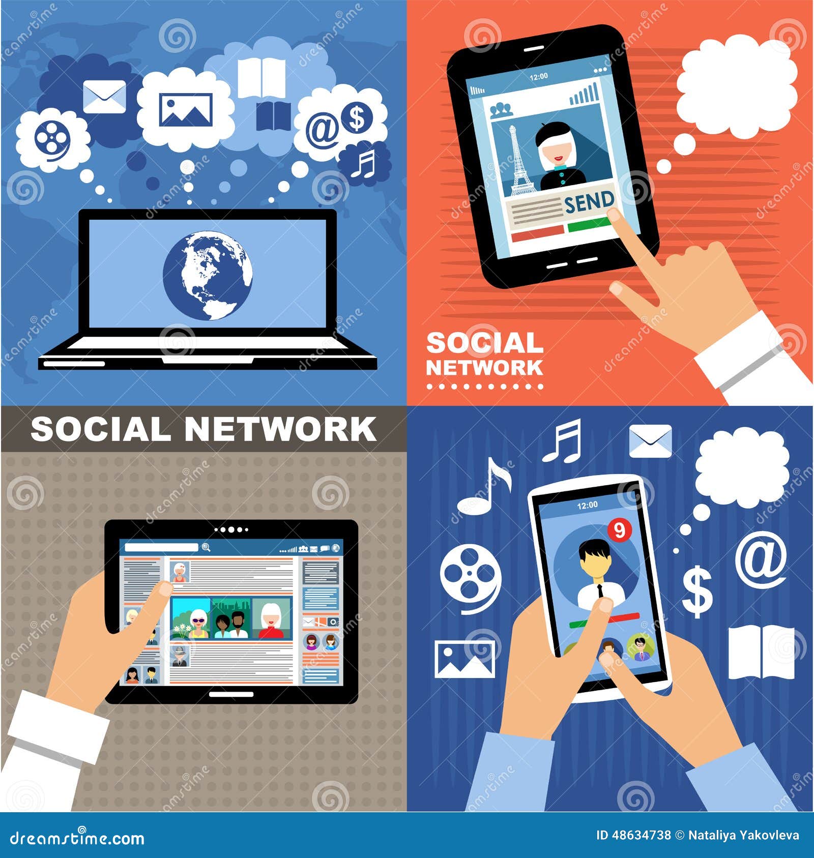 Social Networks. Internet Communication. Stock Vector - Illustration of ...