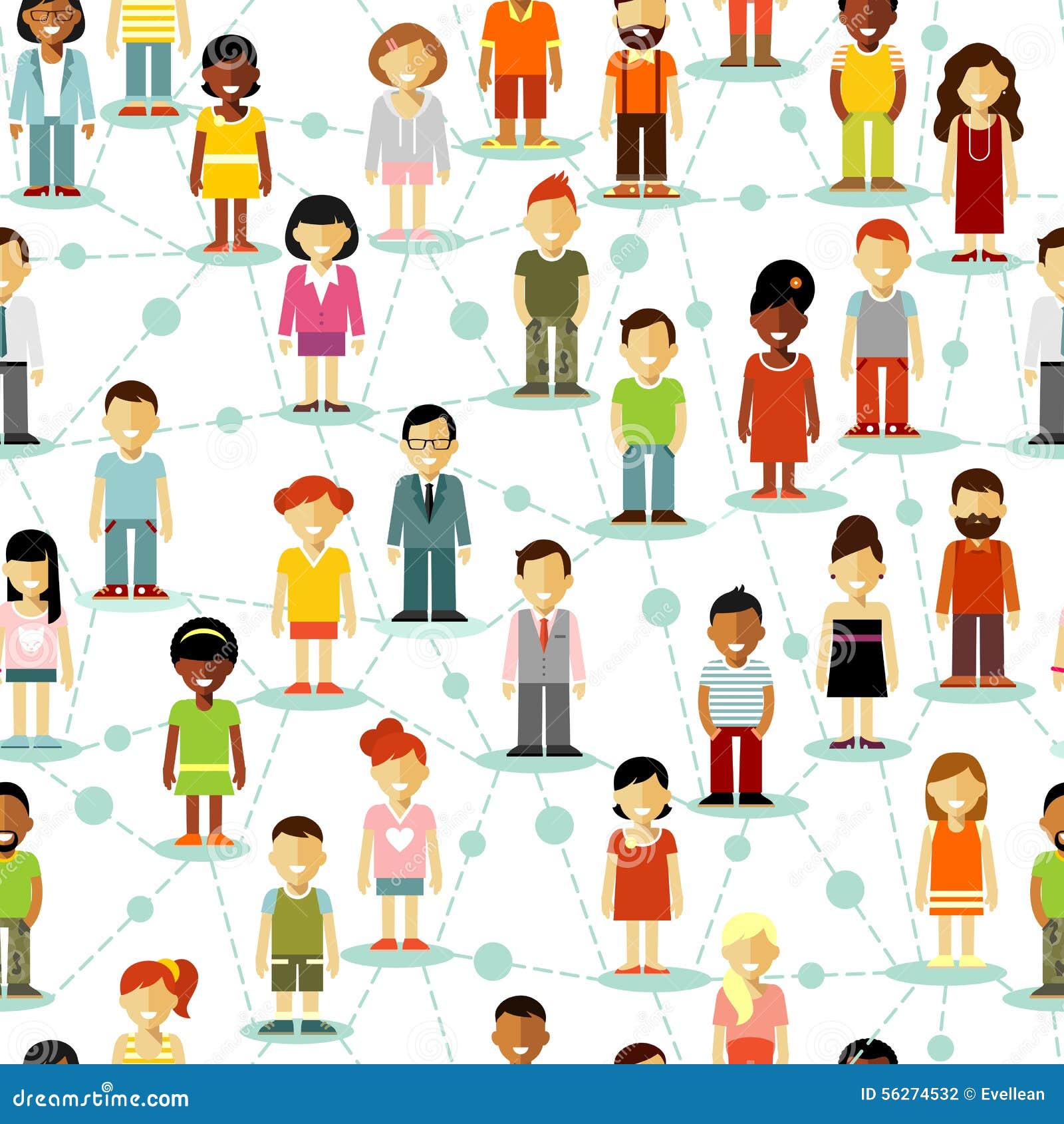 Social People Communication Network Seamless Background Stock Vector ...