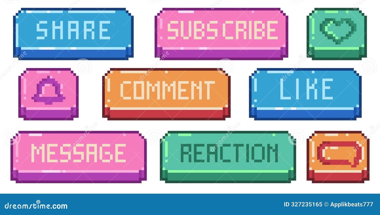 Social Pixel Media Pixel Banner. Retro 8 Bit Game UI Interface, App ...