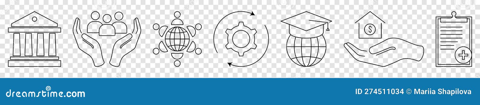 Social Policy Line Icon Set Stock Vector - Illustration of labor ...