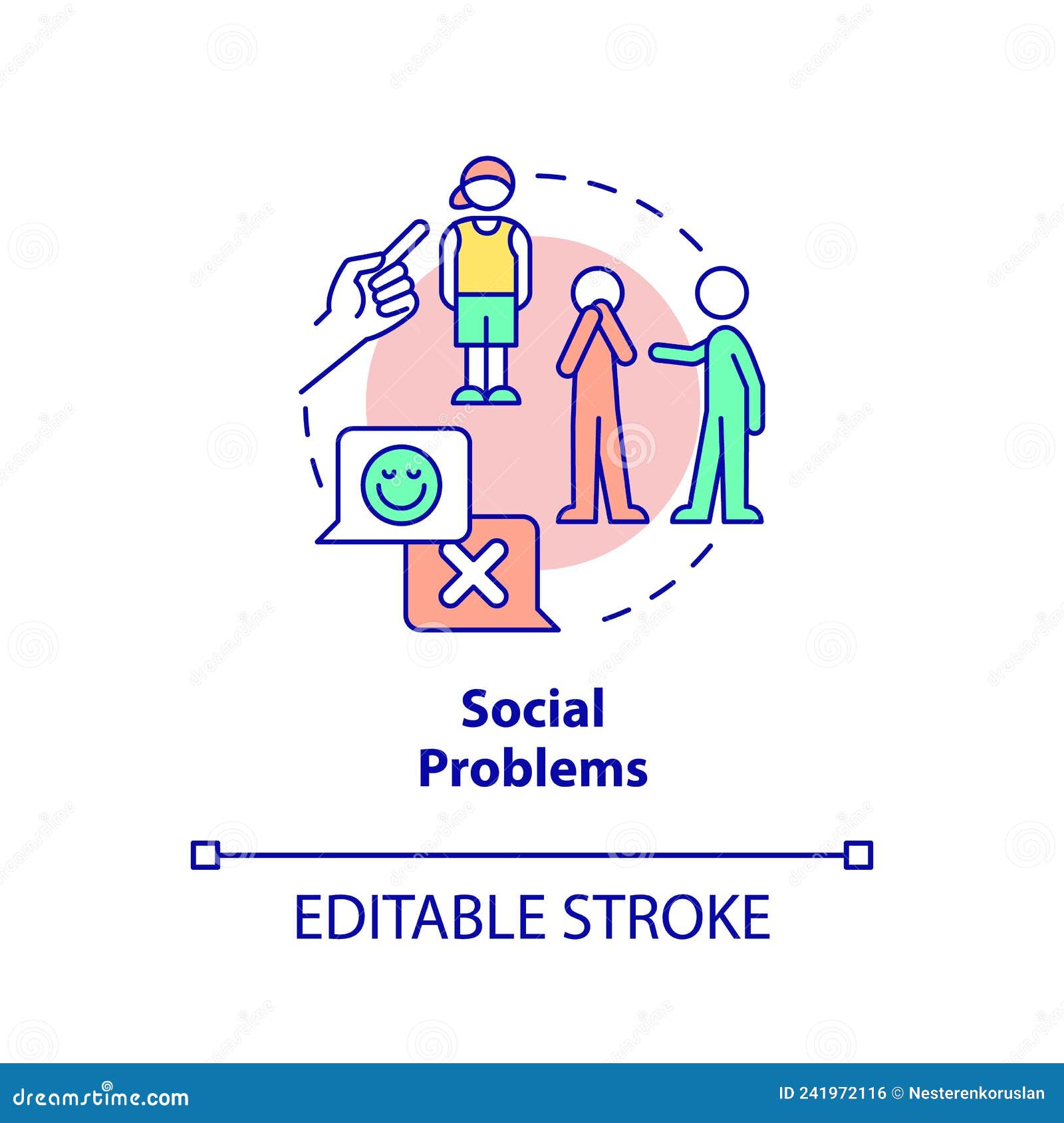 Social Problems Concept Icon Stock Vector - Illustration of disapproval ...