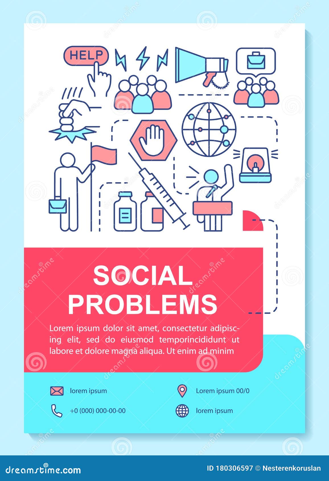 Social Problems, Issues Poster Template Layout. Violence, Abuse and ...