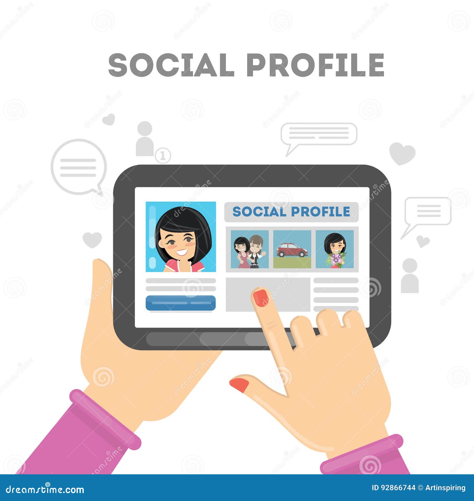 Social profile in media. stock vector. Illustration of design - 92866744