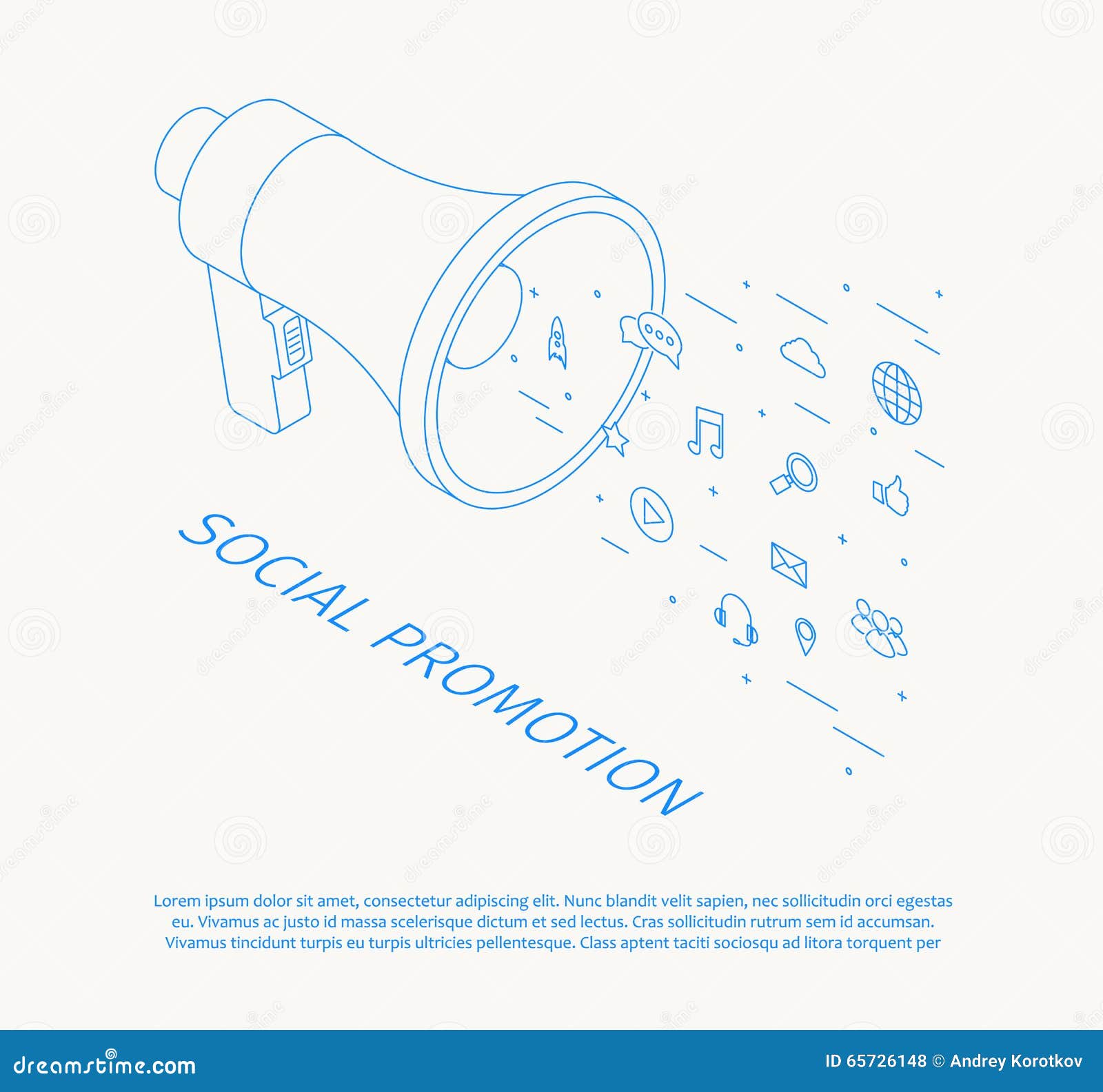 Social Promotion Thin Line Design Isometric Stock Vector - Illustration ...