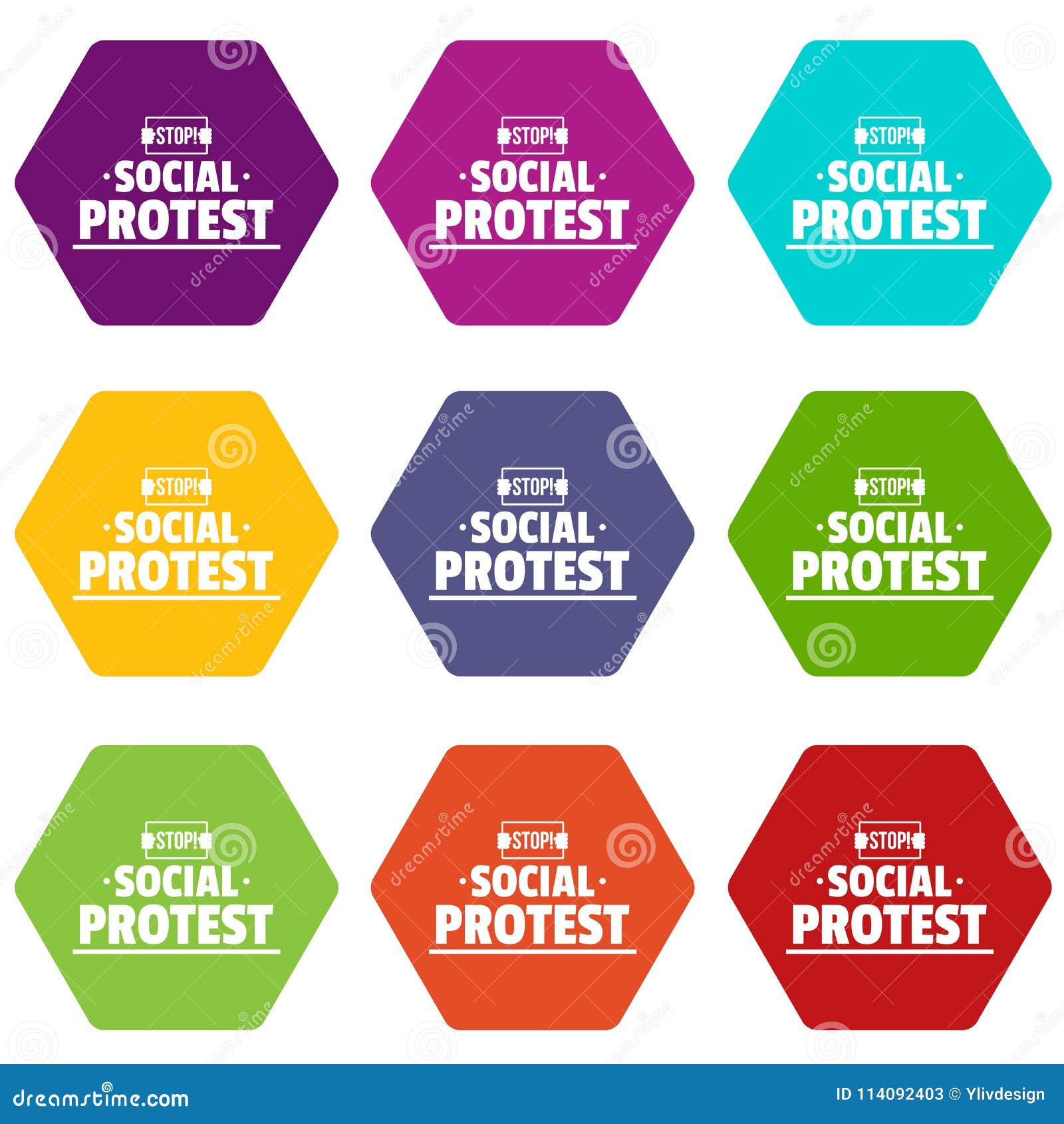 Social Protest Icons Set 9 Vector Stock Vector - Illustration of forces ...
