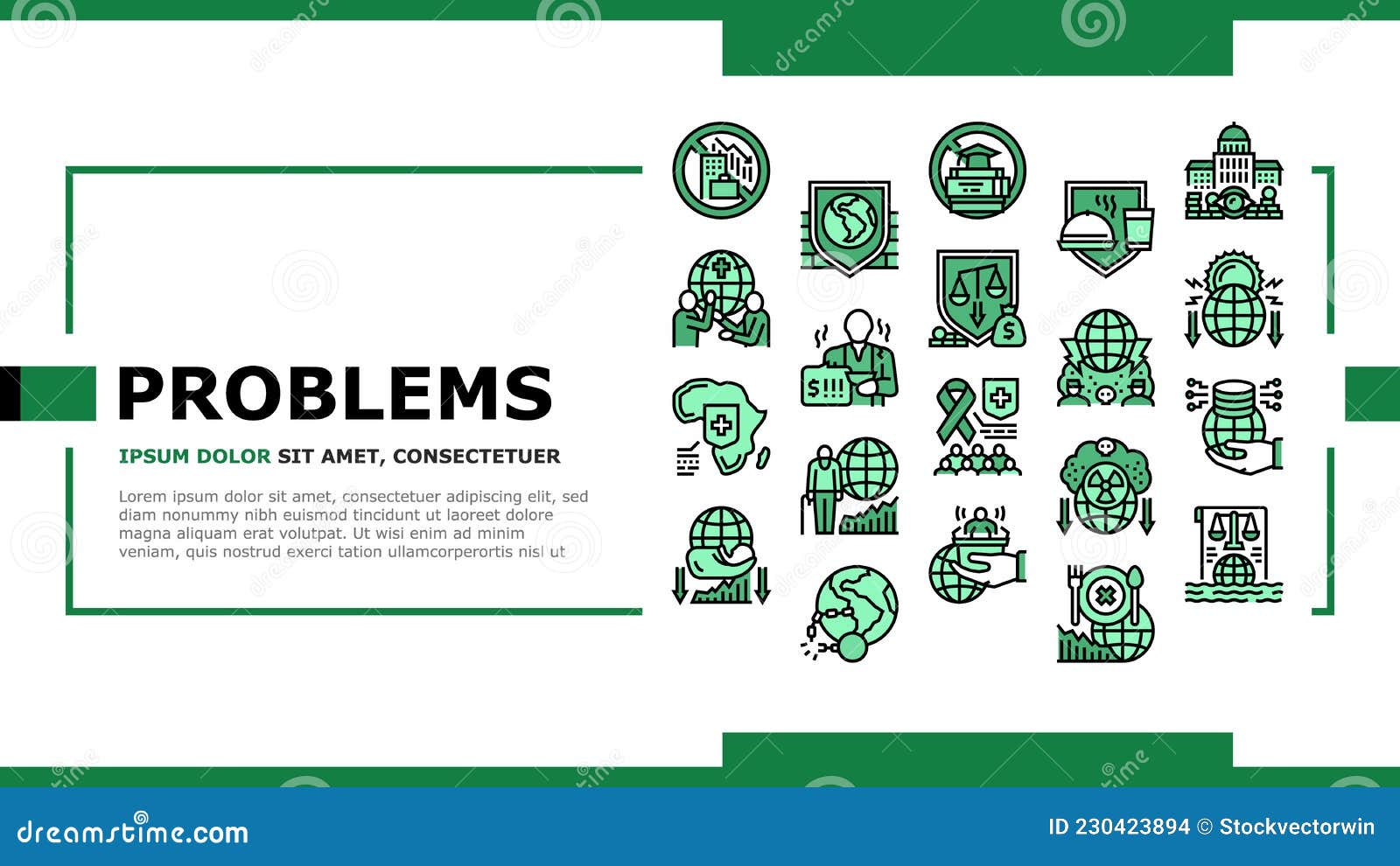 Social Public Problems Worldwide Landing Header Vector Stock Vector ...