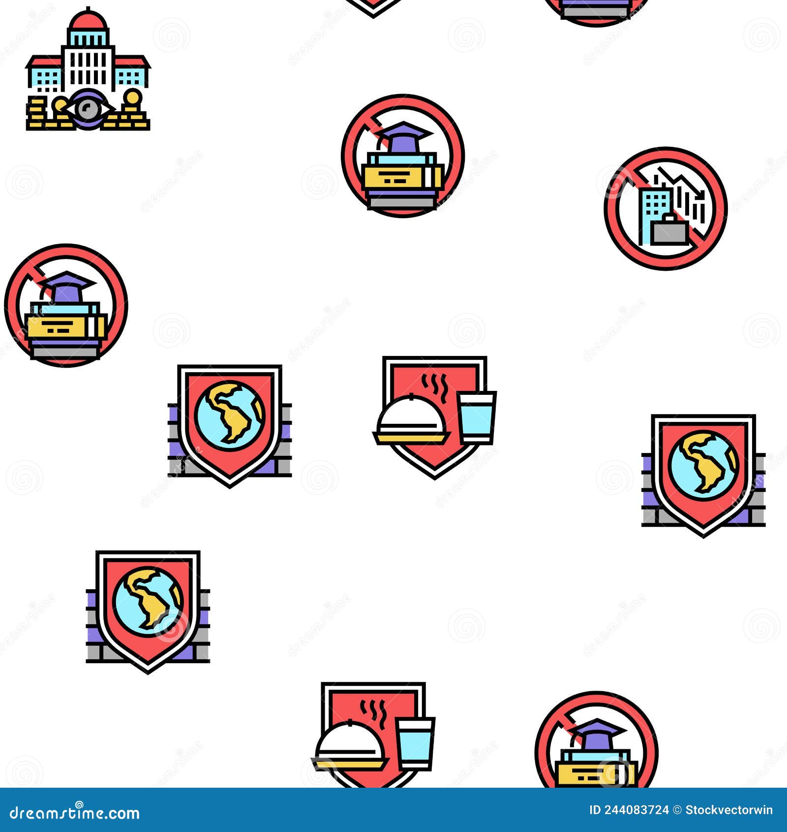 Social Public Problems Worldwide Vector Seamless Pattern Stock Vector ...