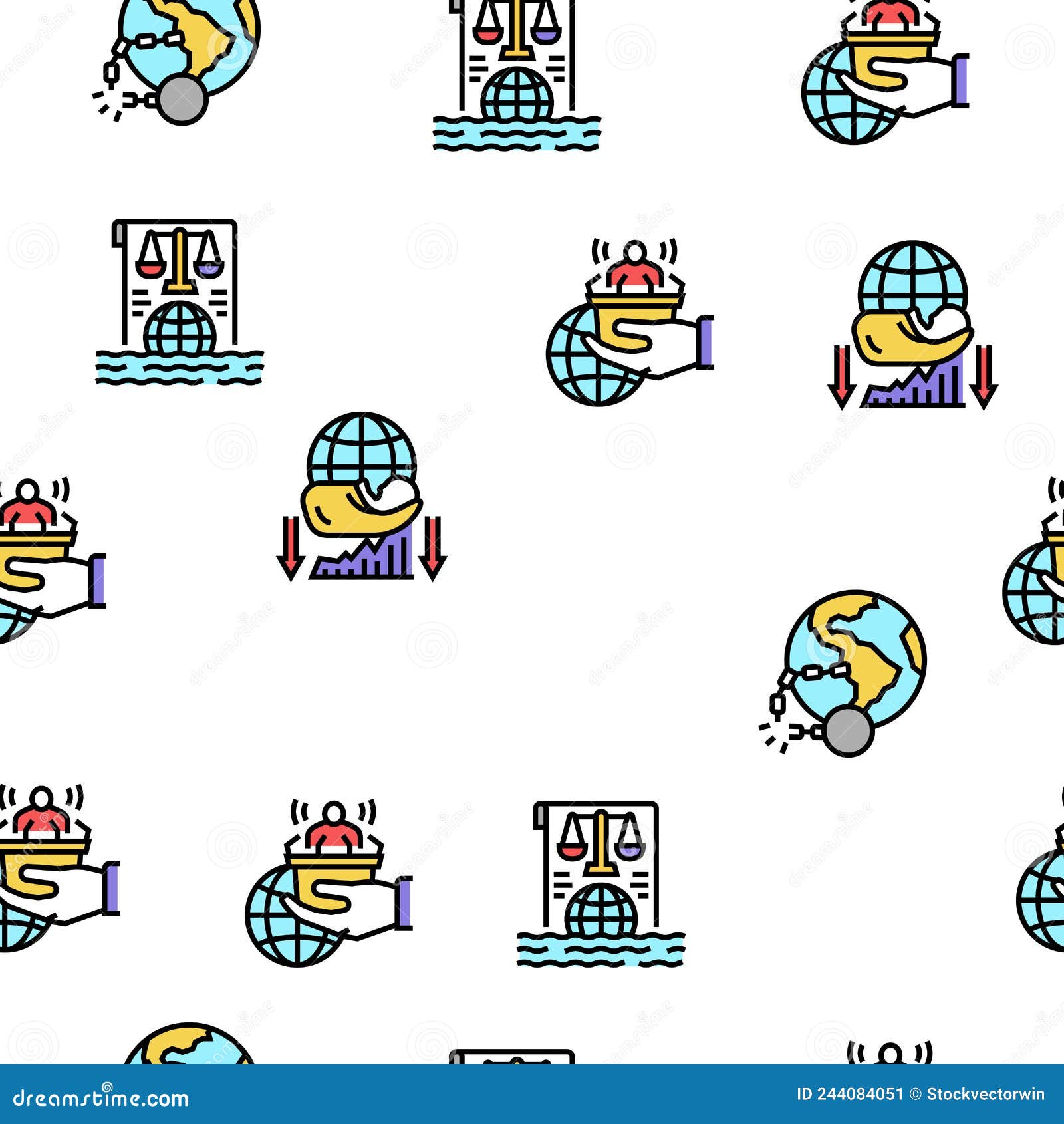 Social Public Problems Worldwide Vector Seamless Pattern Stock Vector ...