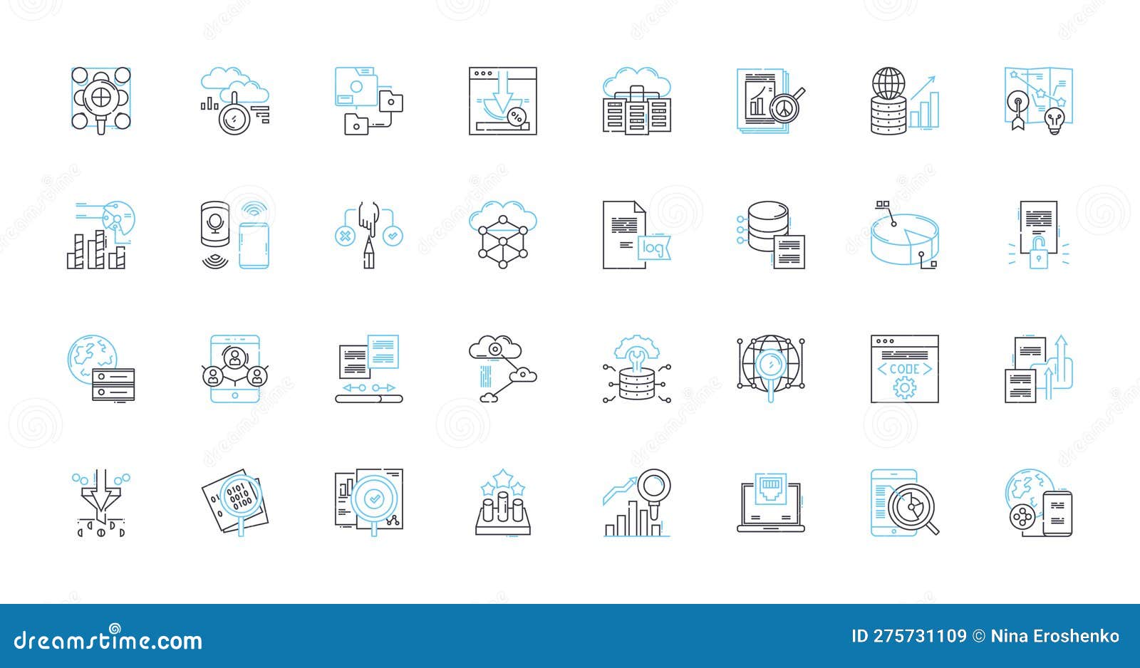 Social Research Linear Icons Set. Sampling, Analysis, Survey ...