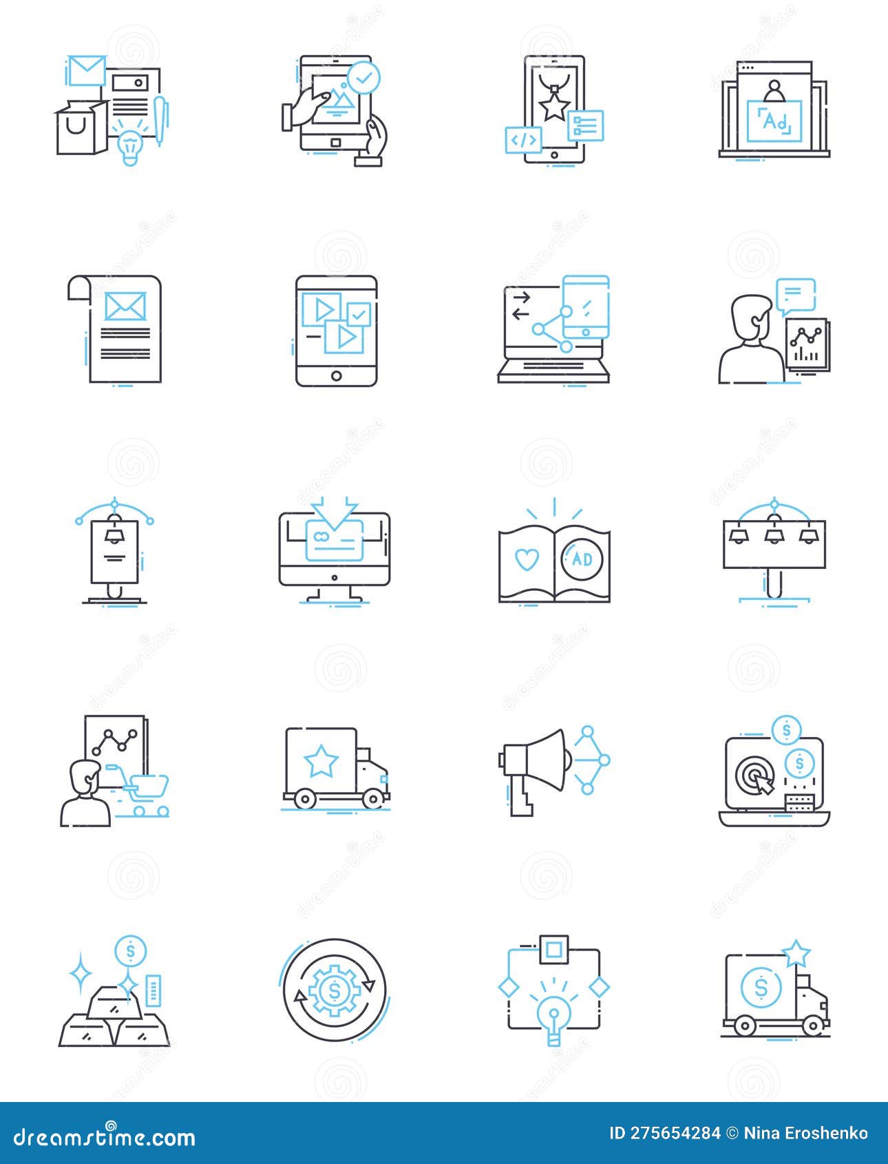 Social Research Linear Icons Set. Sampling, Surveys, Questionnaires ...
