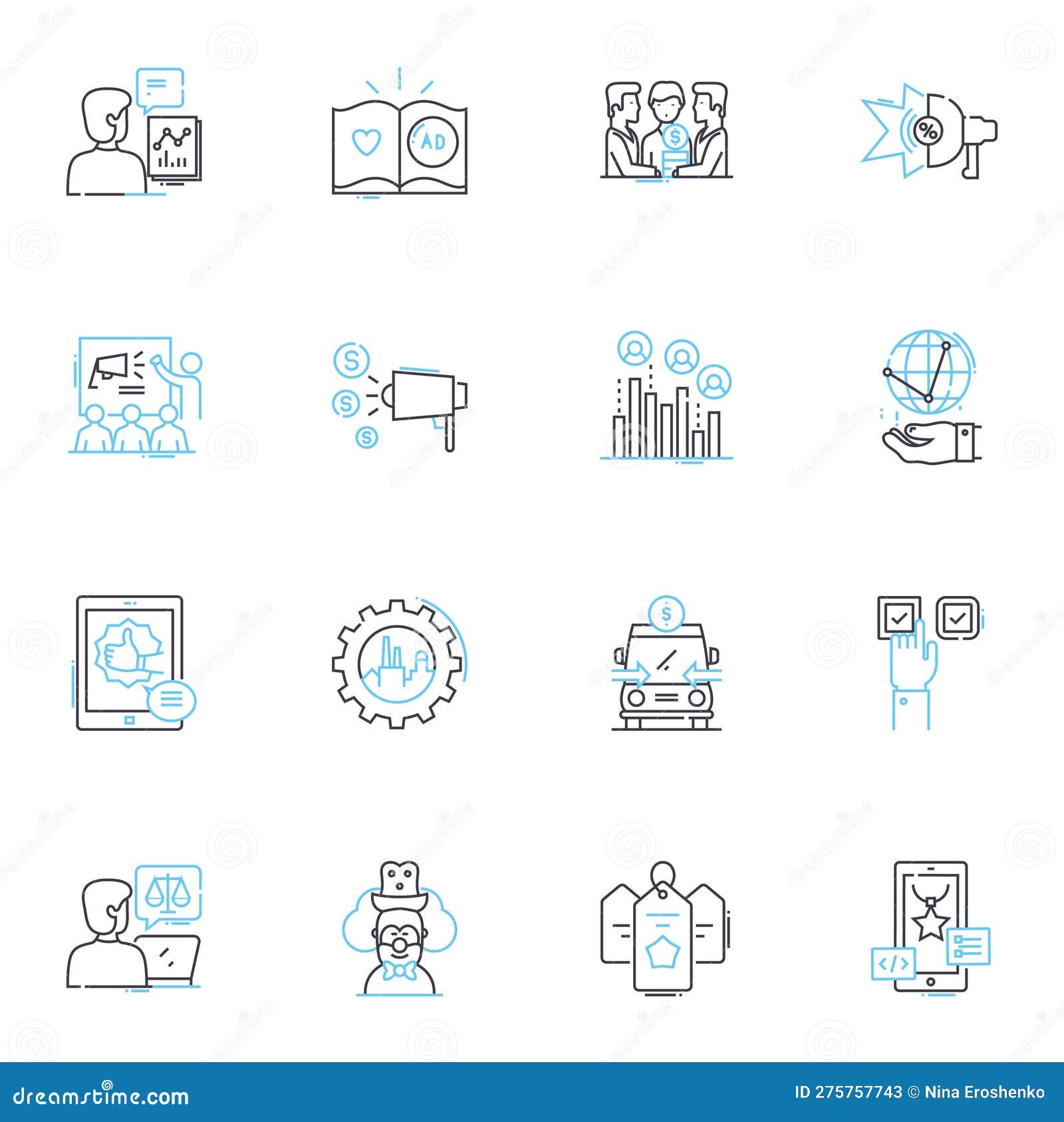 Social Research Linear Icons Set. Sampling, Surveys, Questionnaires ...