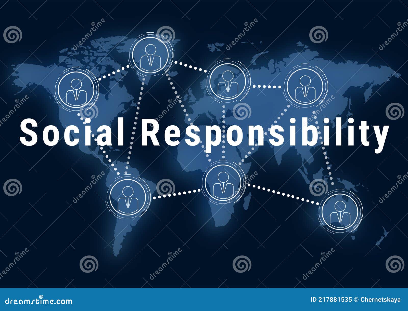 Social Responsibility Concept. World Map and Scheme of People ...
