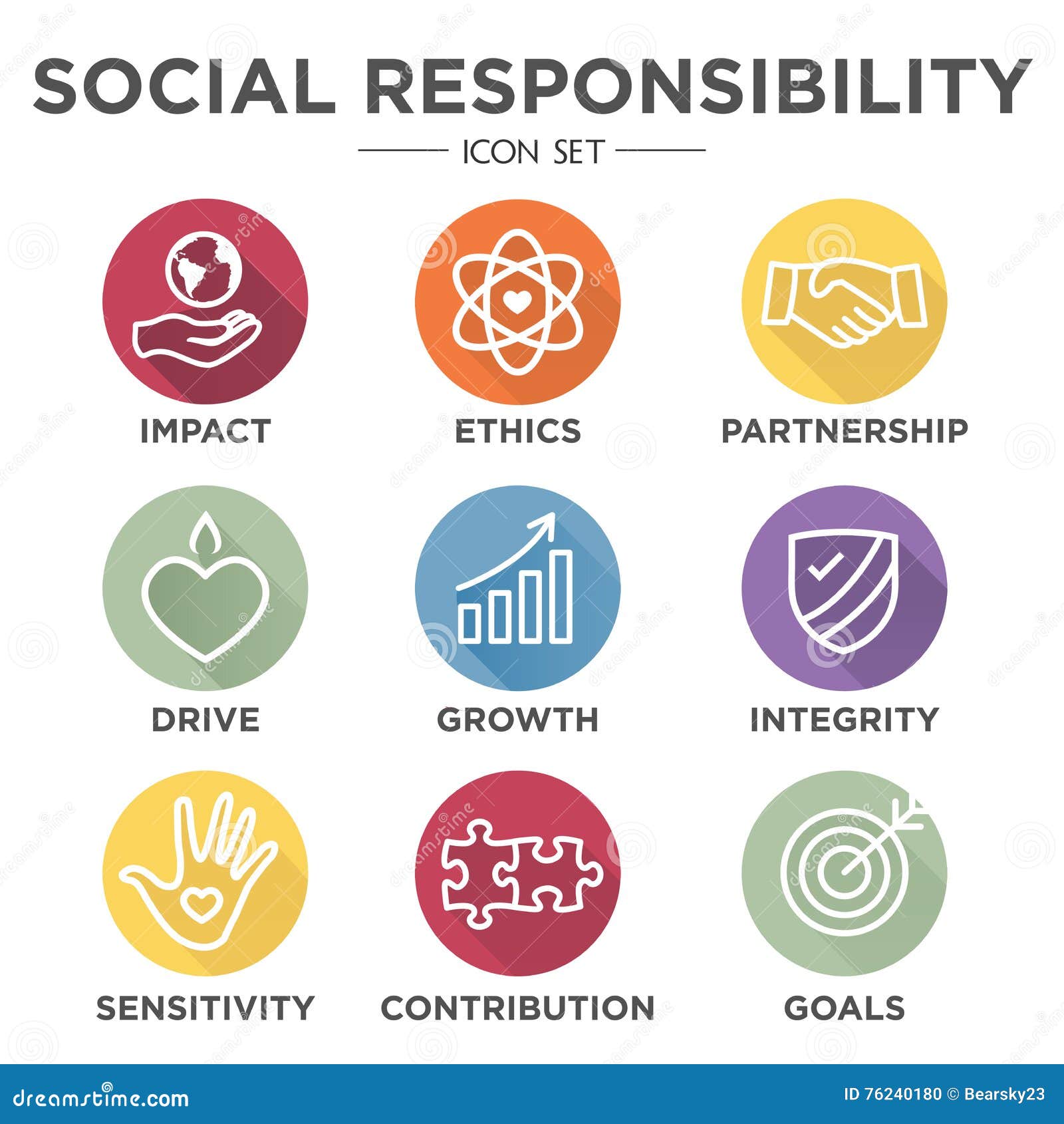 Social Responsibility Outline Icon Set Stock Vector - Illustration of ...