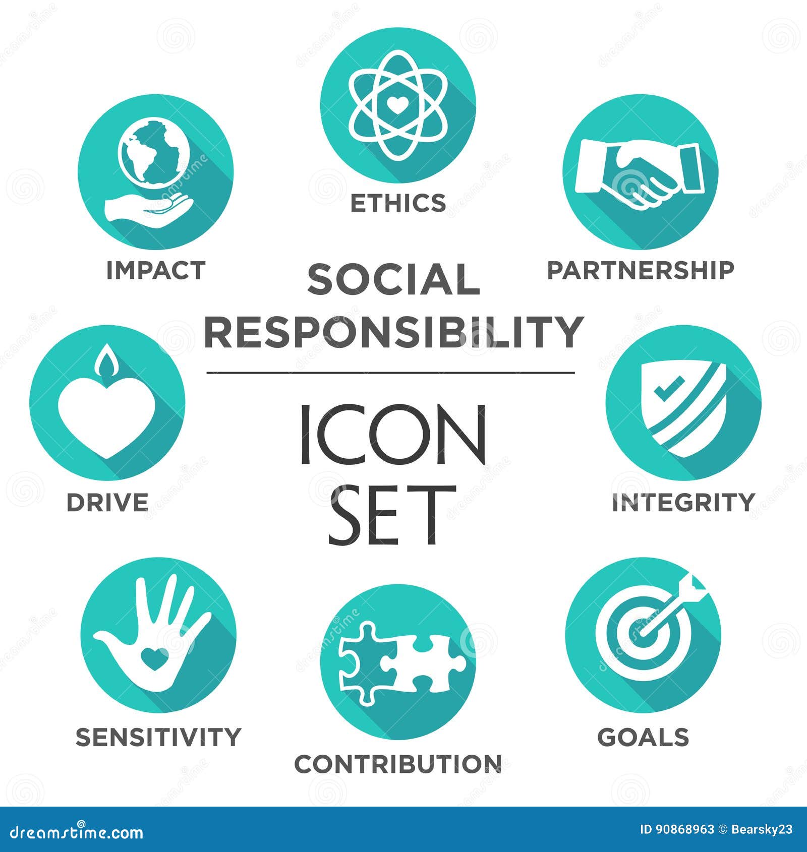Social Responsibility Solid Icon Set Stock Vector - Illustration of ...