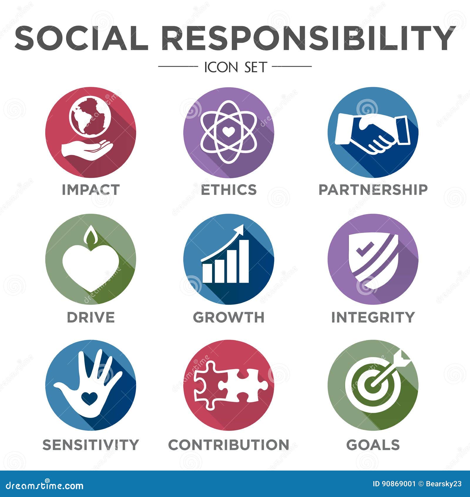 Social Responsibility Solid Icon Set Stock Vector - Illustration of ...