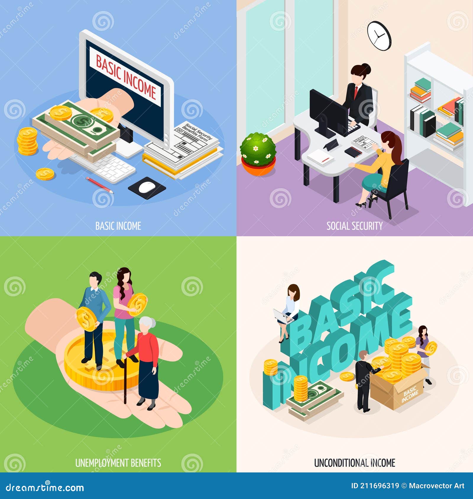 Social Security Concept Icons Set Stock Vector - Illustration of ...