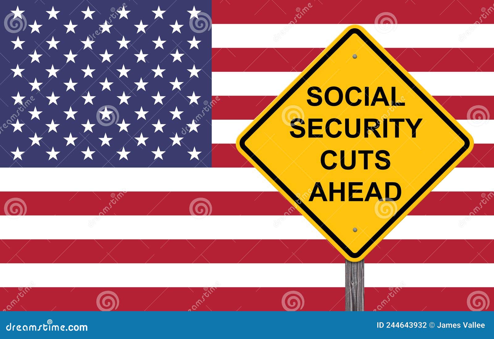 Social Security Cuts Ahead Warning Sign Stock Illustration ...