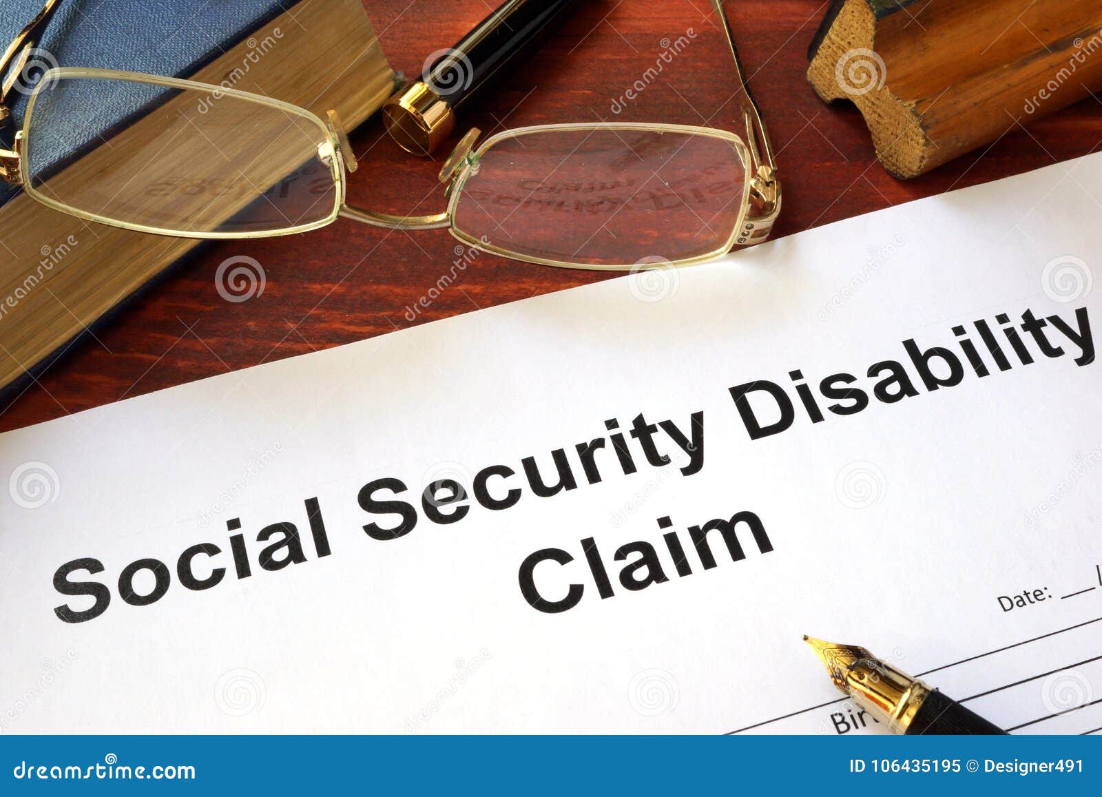 Social Security Disability Claim on a Table. Stock Image - Image of ...