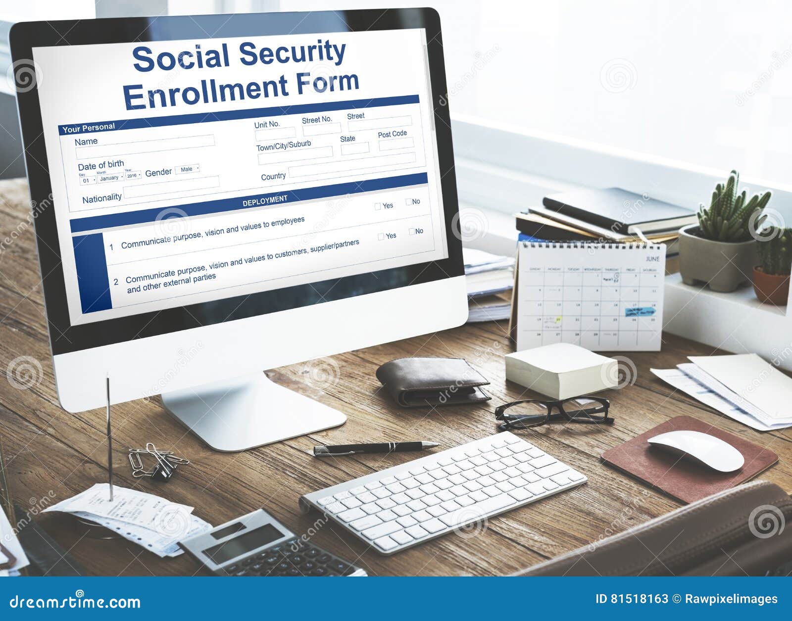 Social Security Enrollment Form Document Concept Stock Image - Image of ...