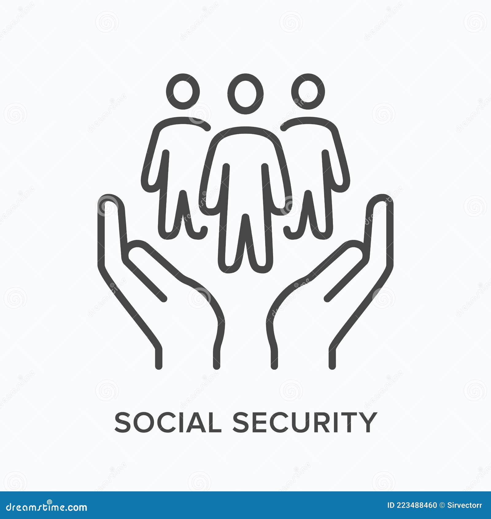 Social Security Flat Line Icon. Vector Outline Illustration of Human ...