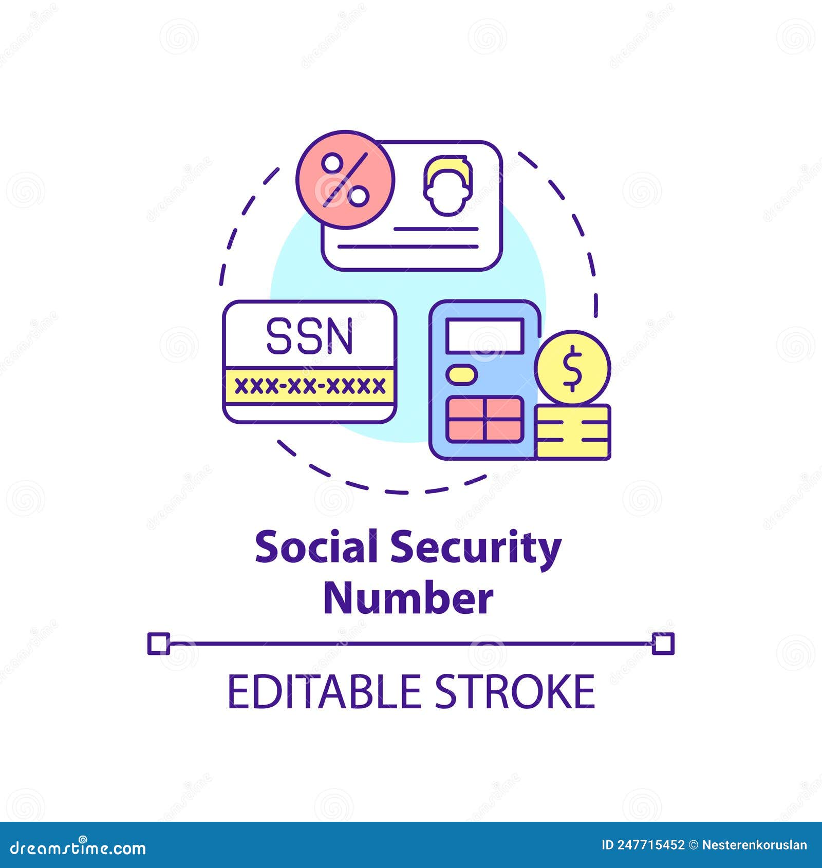 Social Security Number Concept Icon Stock Vector - Illustration of ...