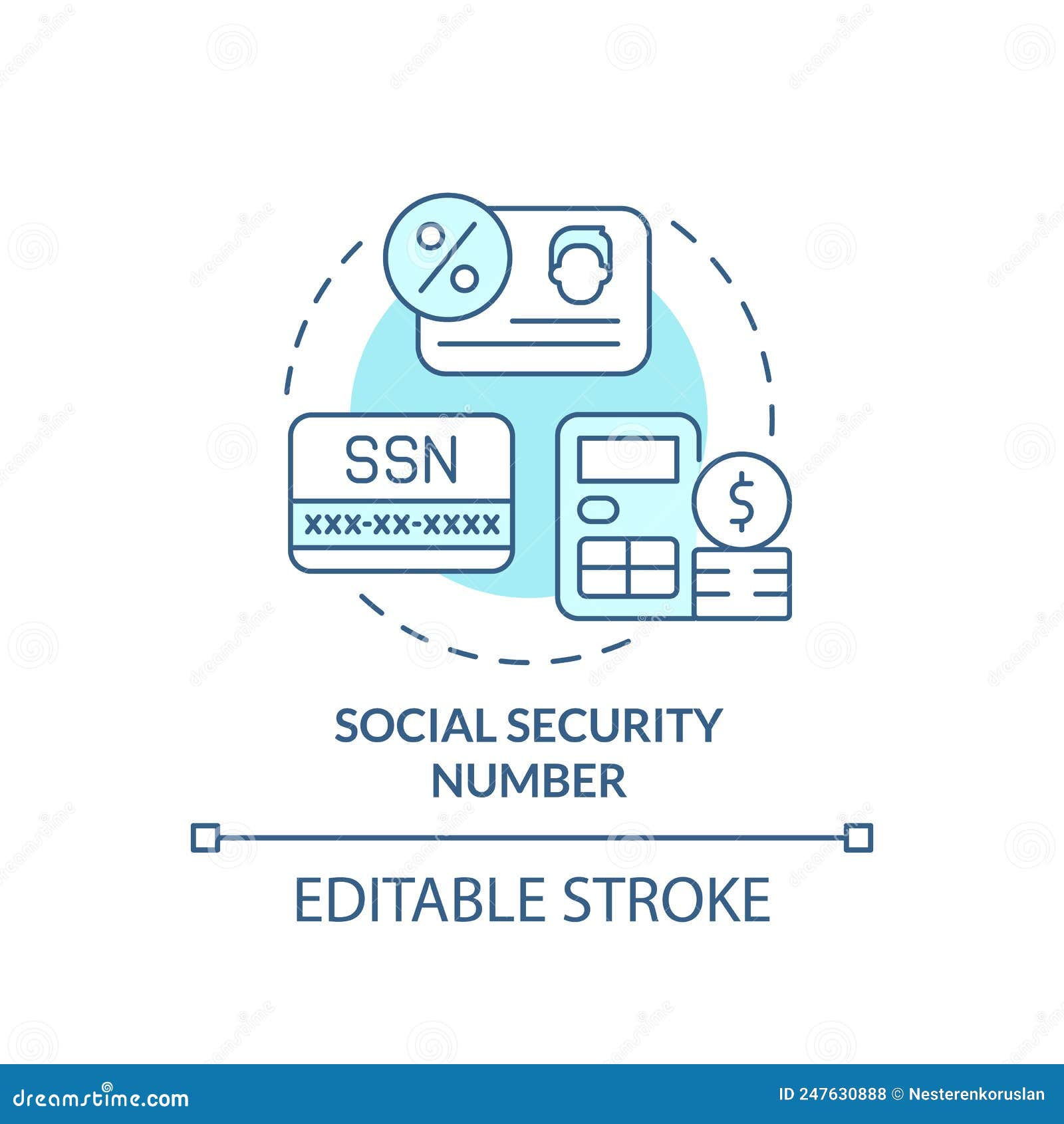 Social Security Number Turquoise Concept Icon Stock Vector ...