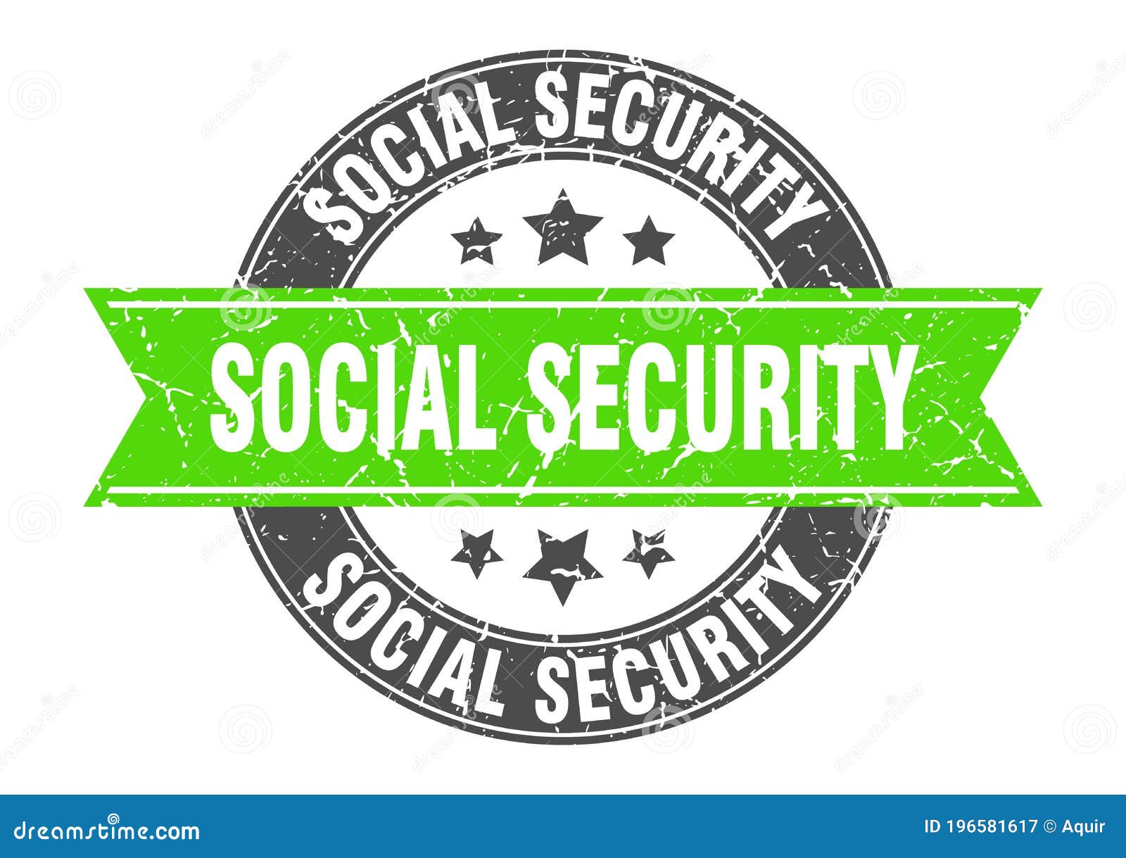 Social Security Round Stamp with Ribbon. Label Sign Stock Vector ...