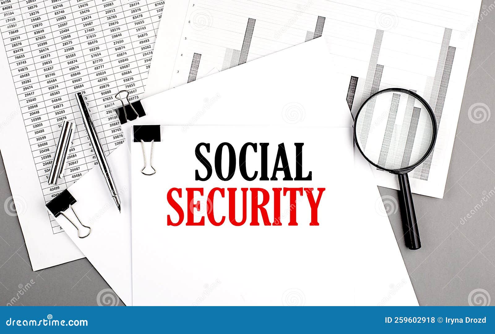 SOCIAL SECURITY Text on Paper on Chart Background Stock Photo - Image ...