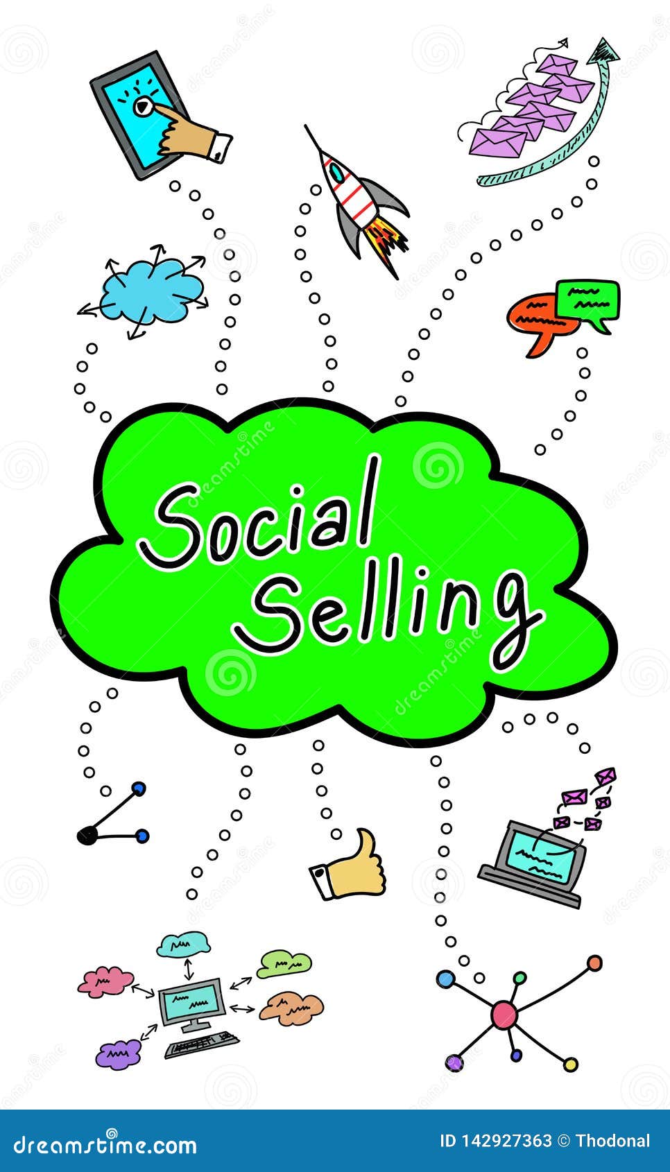 Social Selling Concept on White Background Stock Illustration ...