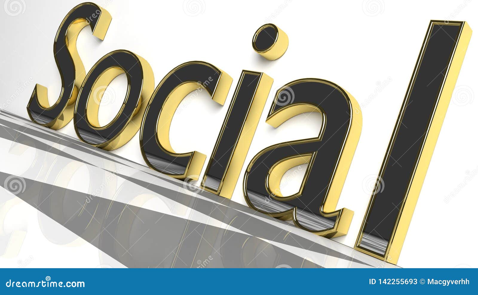 Social Sign in Gold and Glossy Letters Stock Illustration ...
