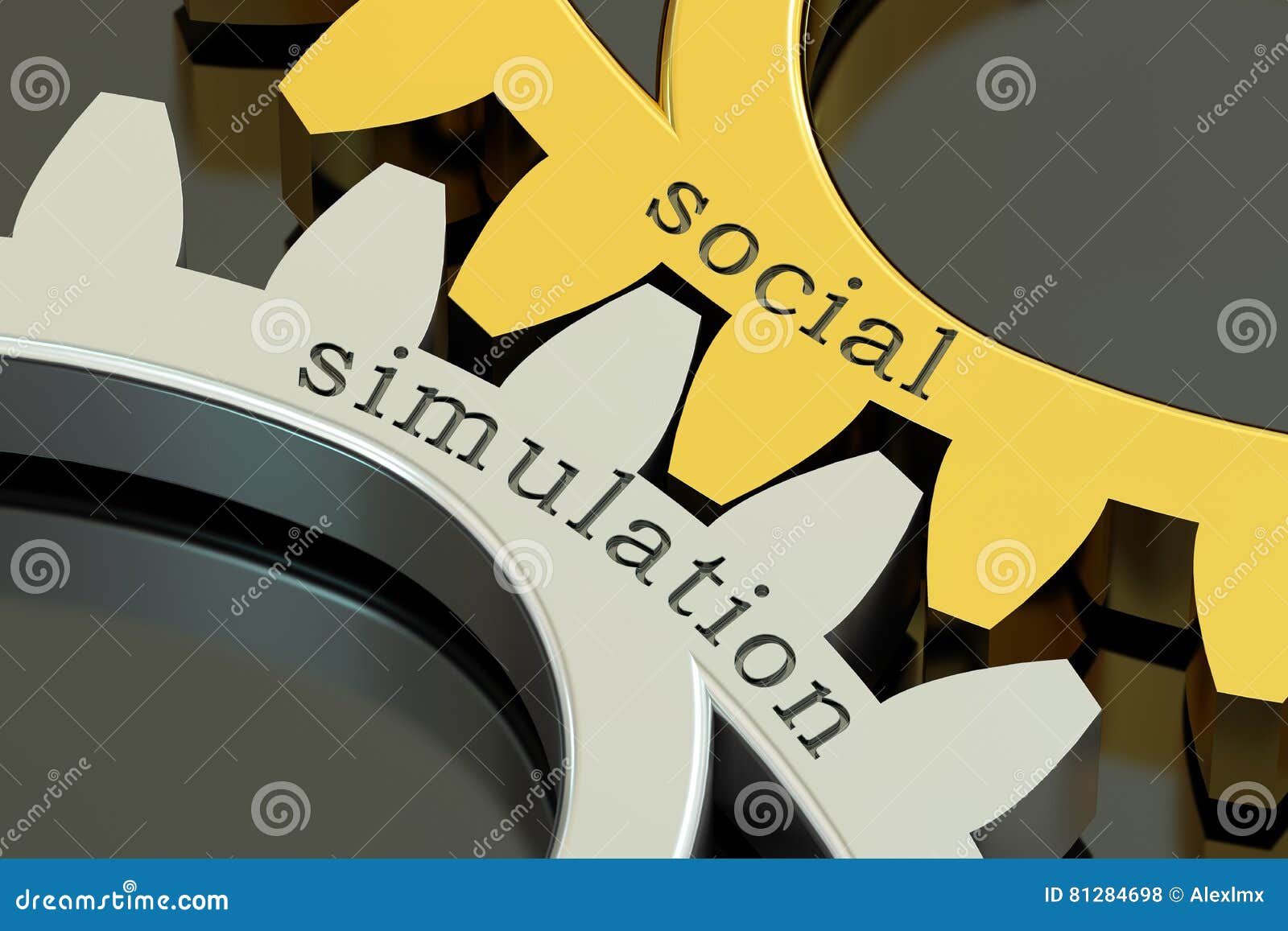 Social Simulation Concept on the Gearwheels, 3D Rendering Stock ...