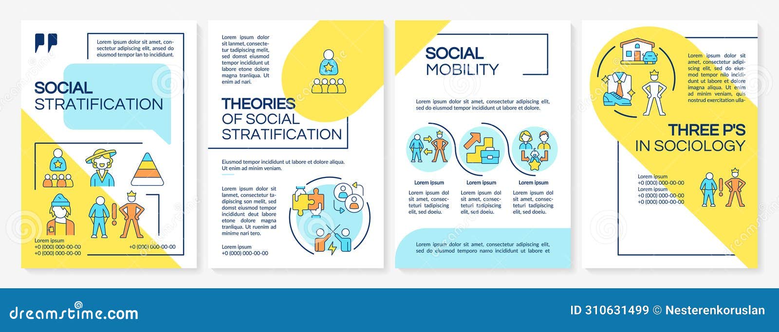 Social Stratification Blue and Yellow Brochure Template Stock ...