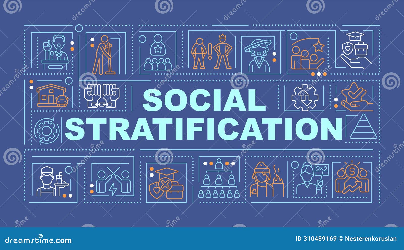 Social Stratification Dark Blue Word Concept Stock Vector ...