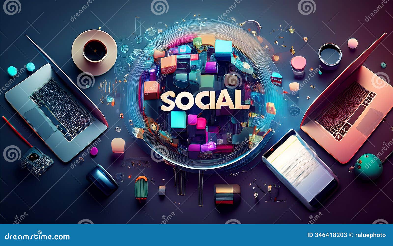 Social Technology and Gadgets Icon Concept with Words with Circle of ...