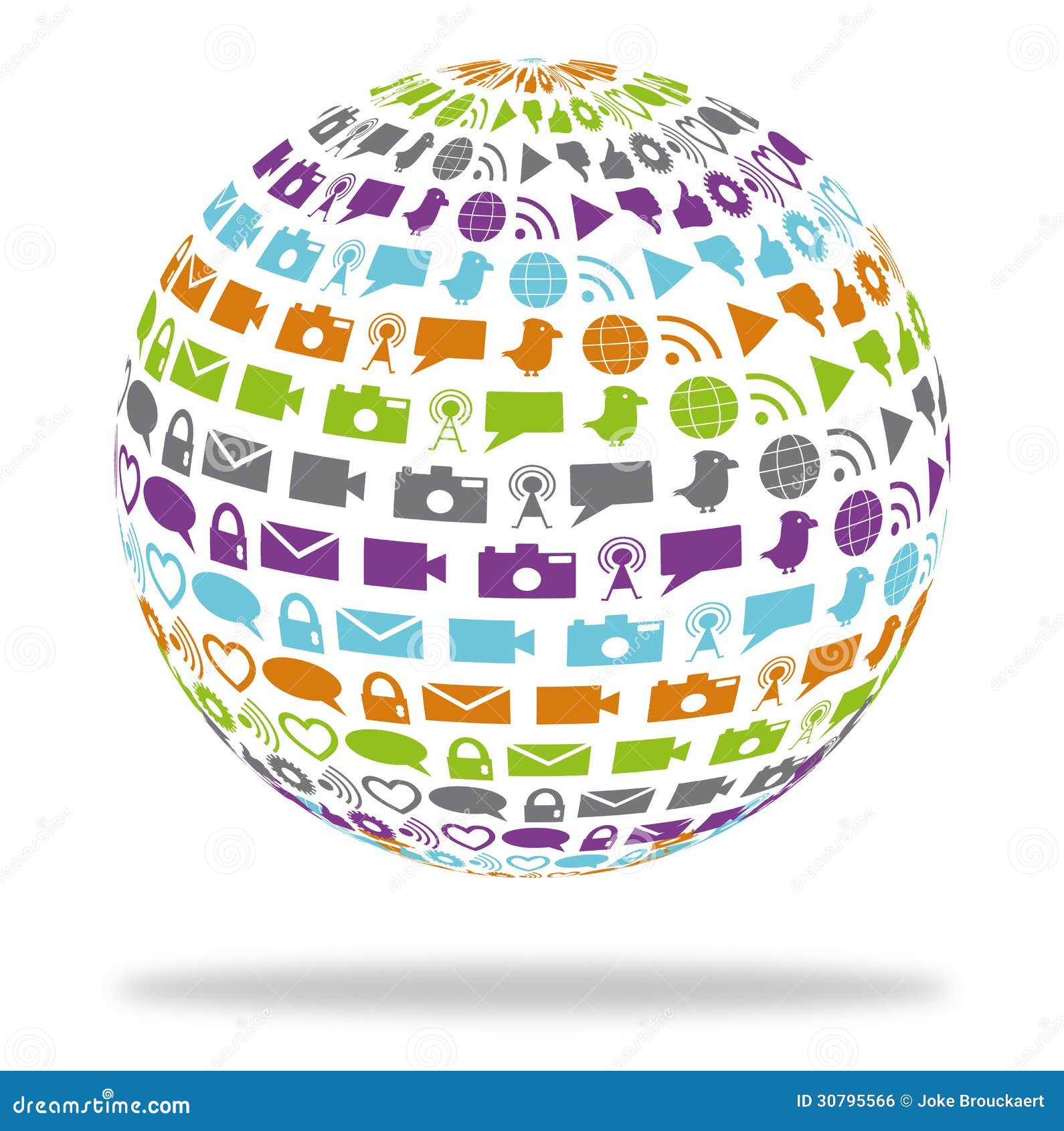 Social Technology Globe Filled with Media Icons Stock Illustration ...