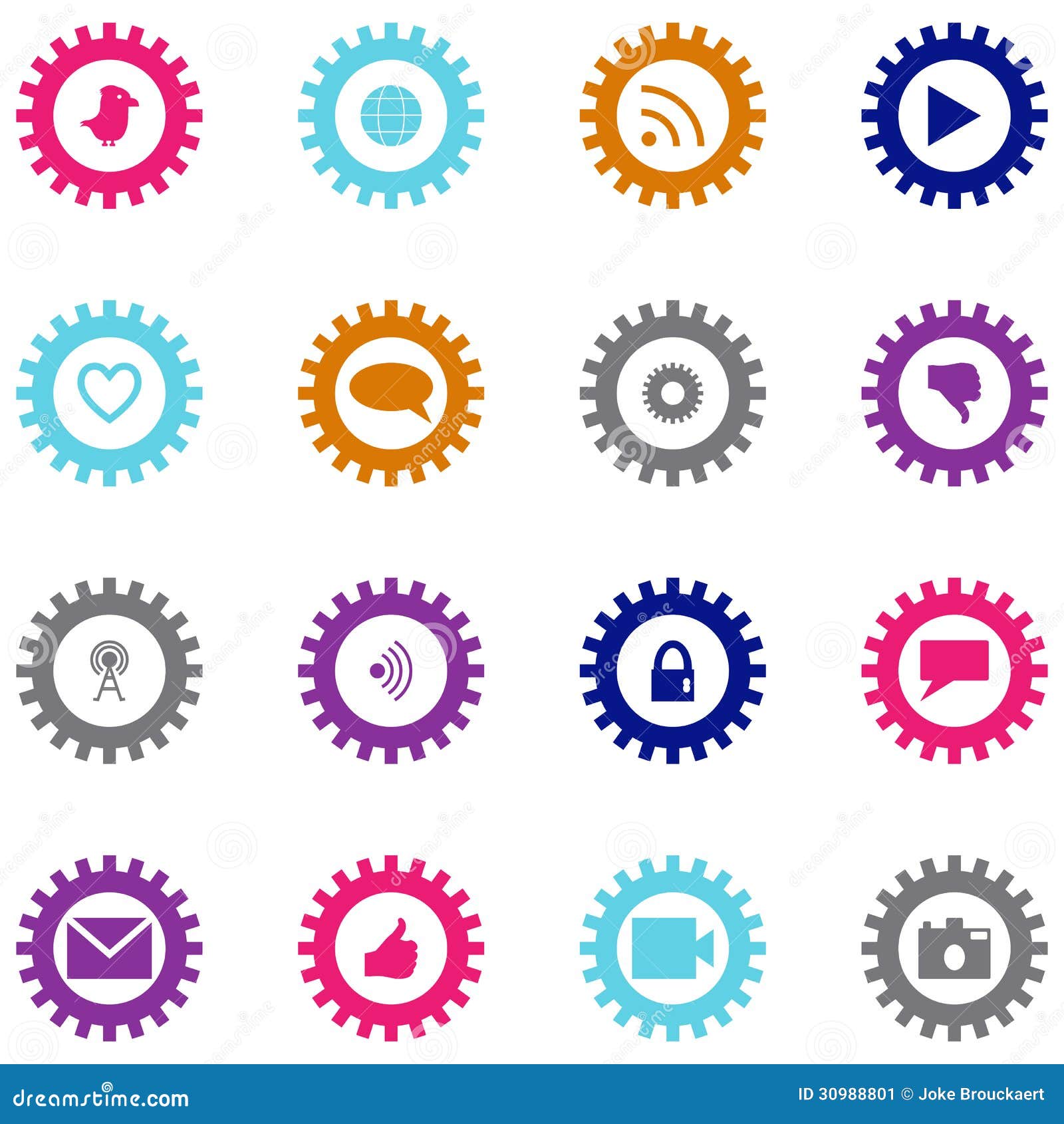 Social Technology and Media Icon Set Stock Vector - Illustration of ...